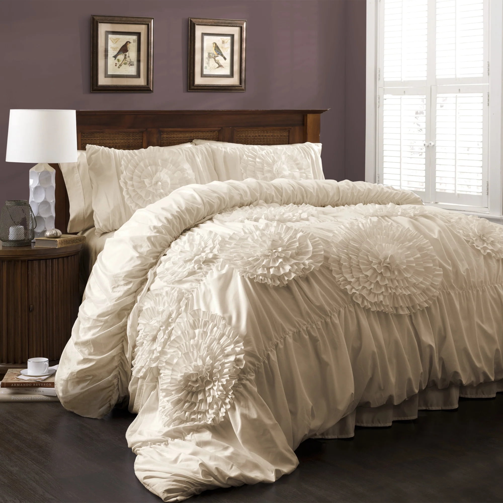 Lush Decor Serena Bedding Set: Textured Ruffle Detail King Comforter ...