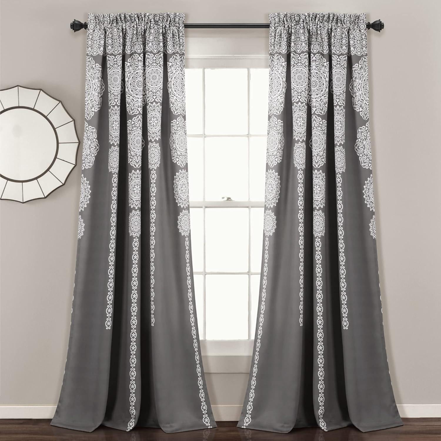 Lush Decor Stripe Medallion Curtains Fabric Mandala Bohemian Damask ...