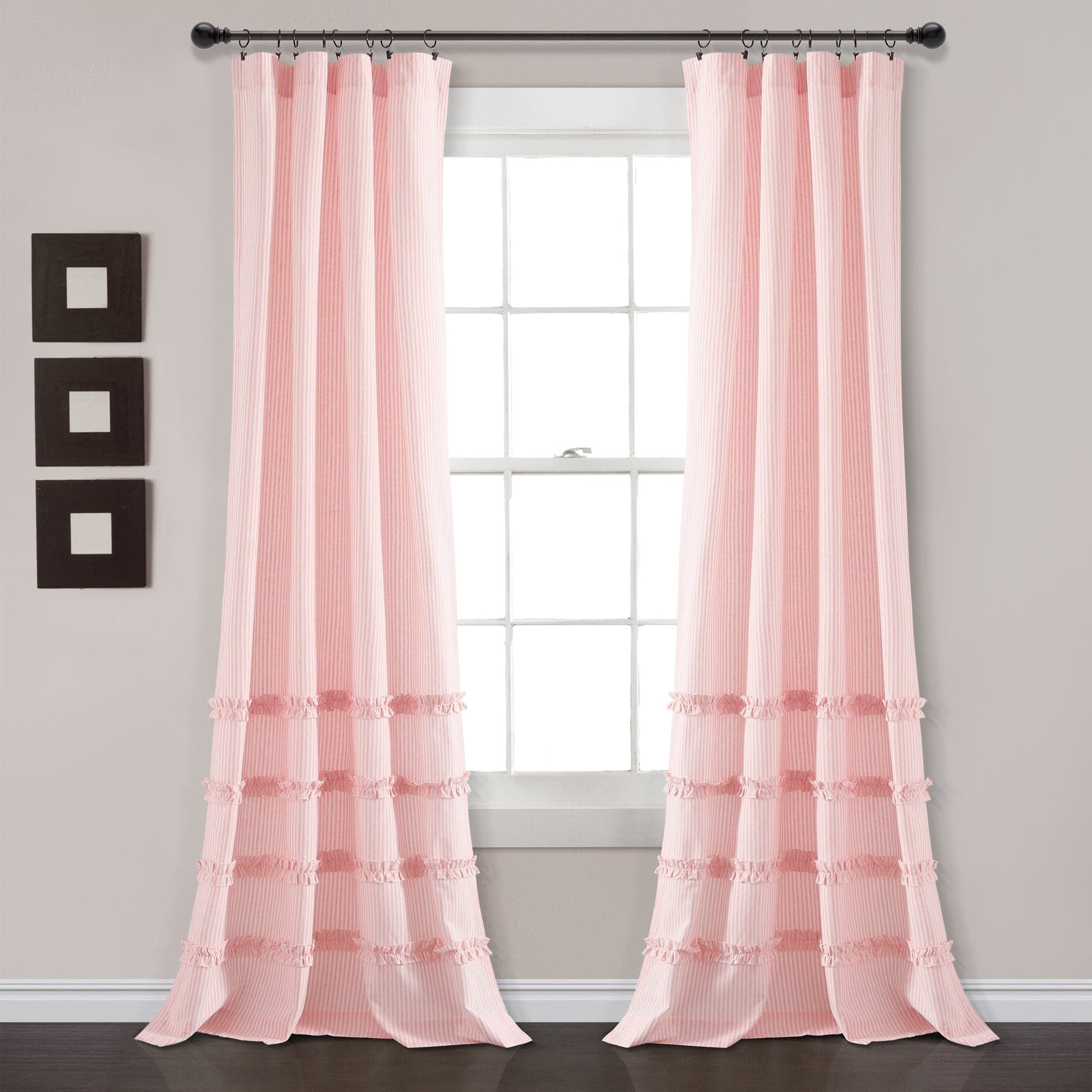 Lush Decor Tucker Stripe Window Curtain Panels - Gray - 84 X 40 ...