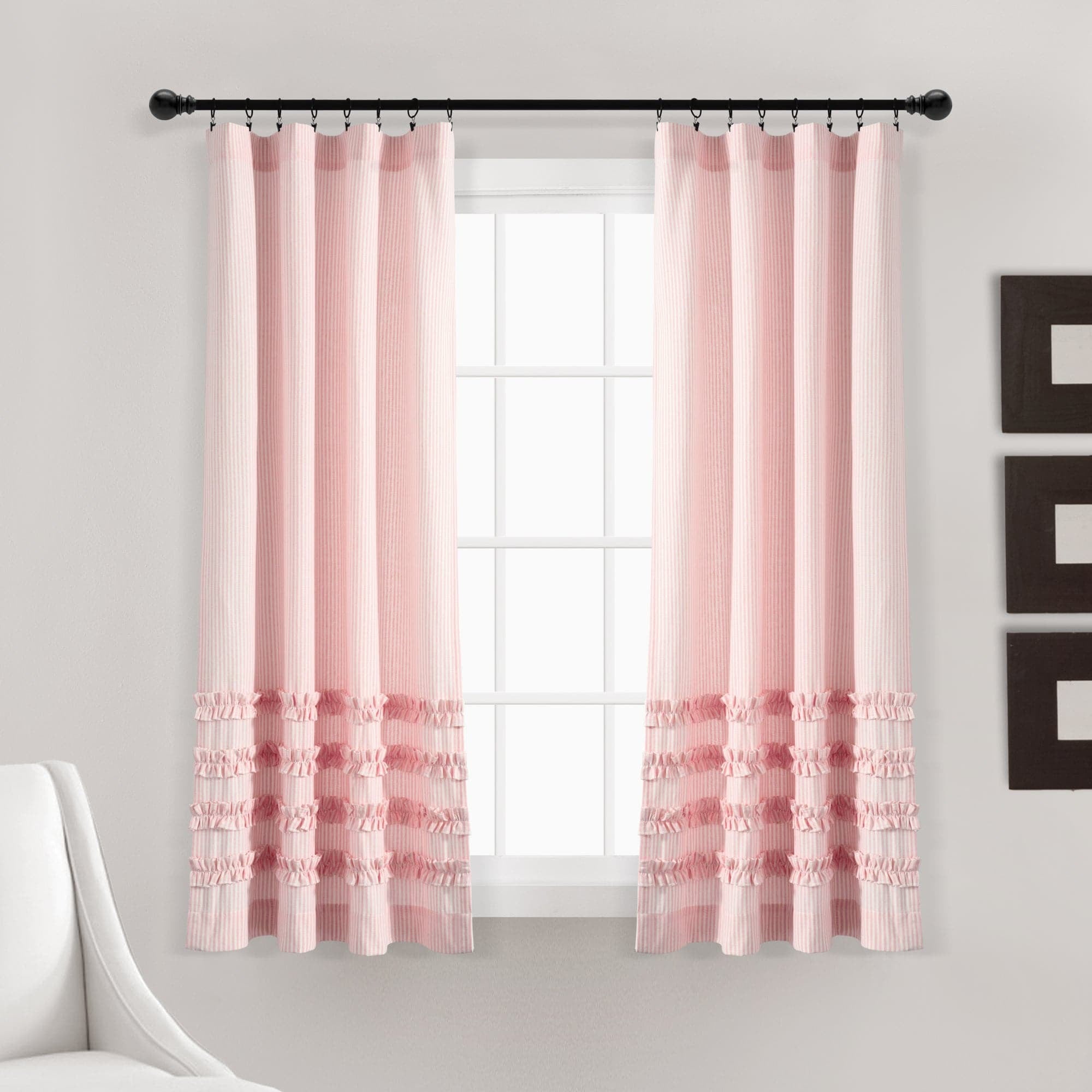 Lush Decor Tucker Stripe Window Curtain Panels - Gray - 84 X 40 ...