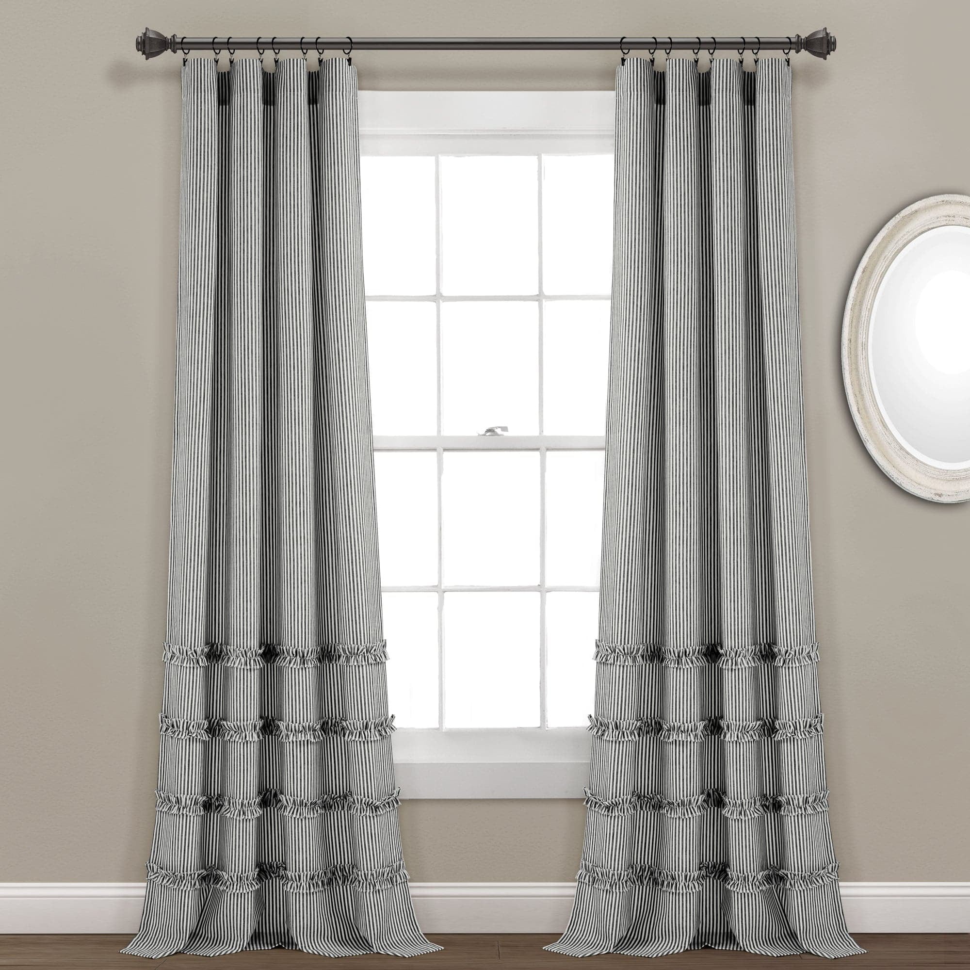 Lush Decor Tucker Stripe Window Curtain Panels - Gray - 84 X 40 ...