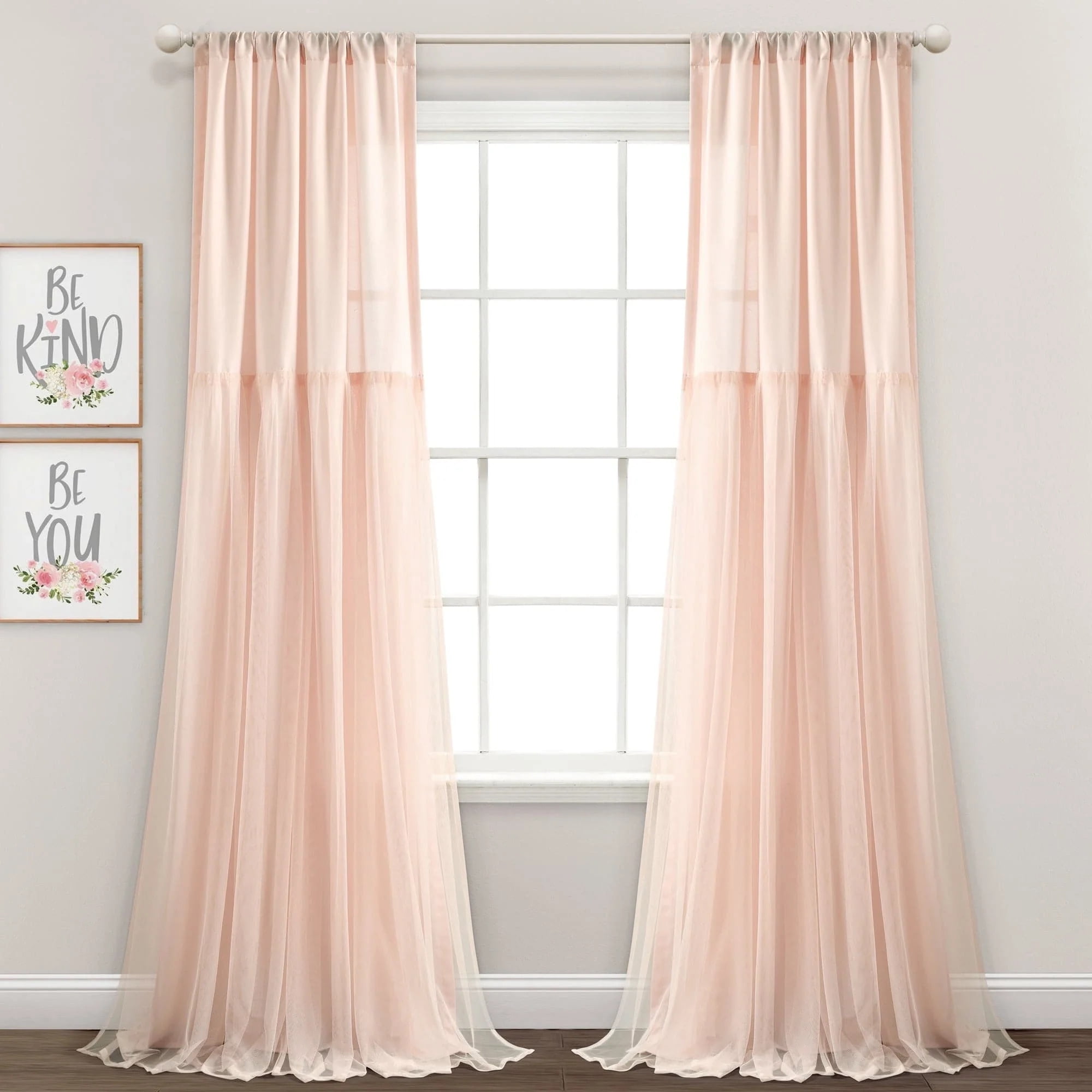 Lush Decor Tulle Skirt Solid Color Window Curtain Panels - Blush/White ...