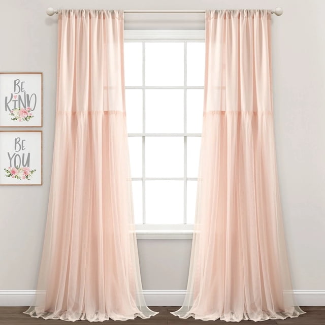 Lush Decor Tulle Skirt Solid Color Window Curtain Panels - Blush/White ...