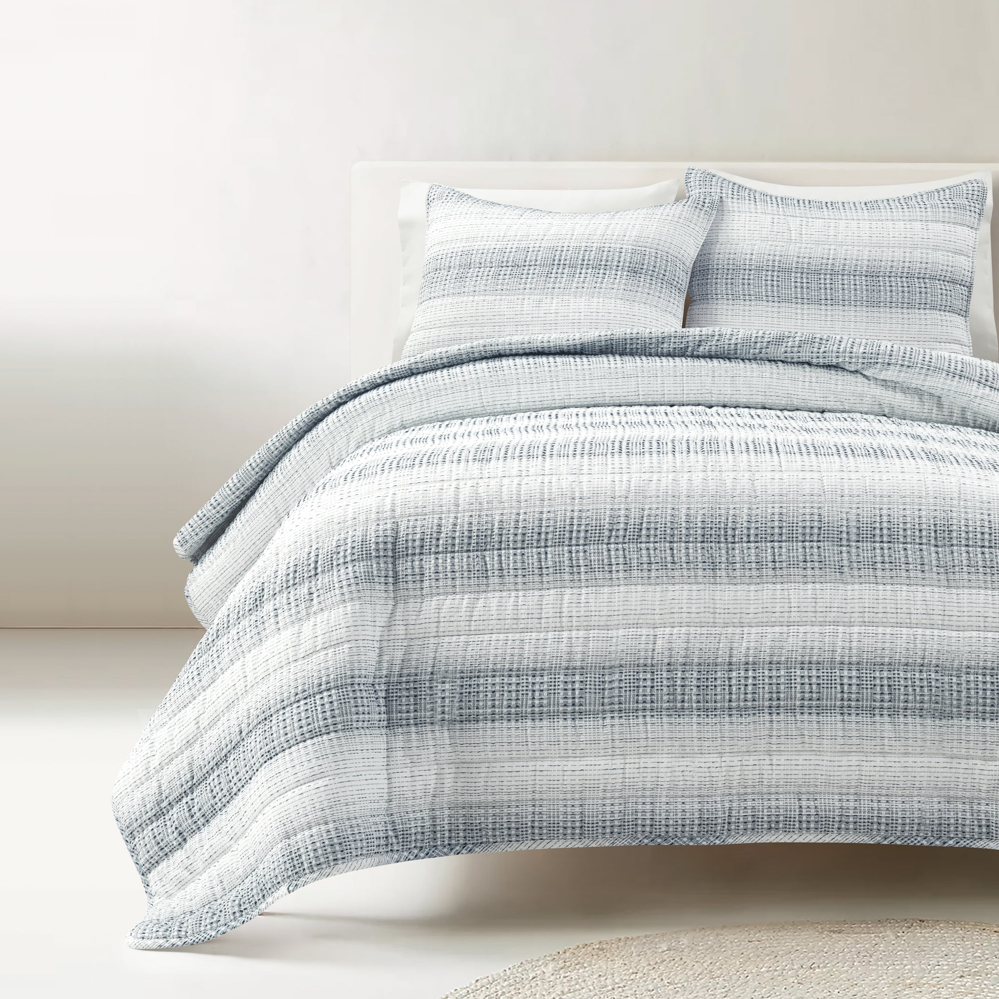 Lush Decor Yarn Dyed Textured Stripe Waffle Quilt Set, 3 Piece Set ...
