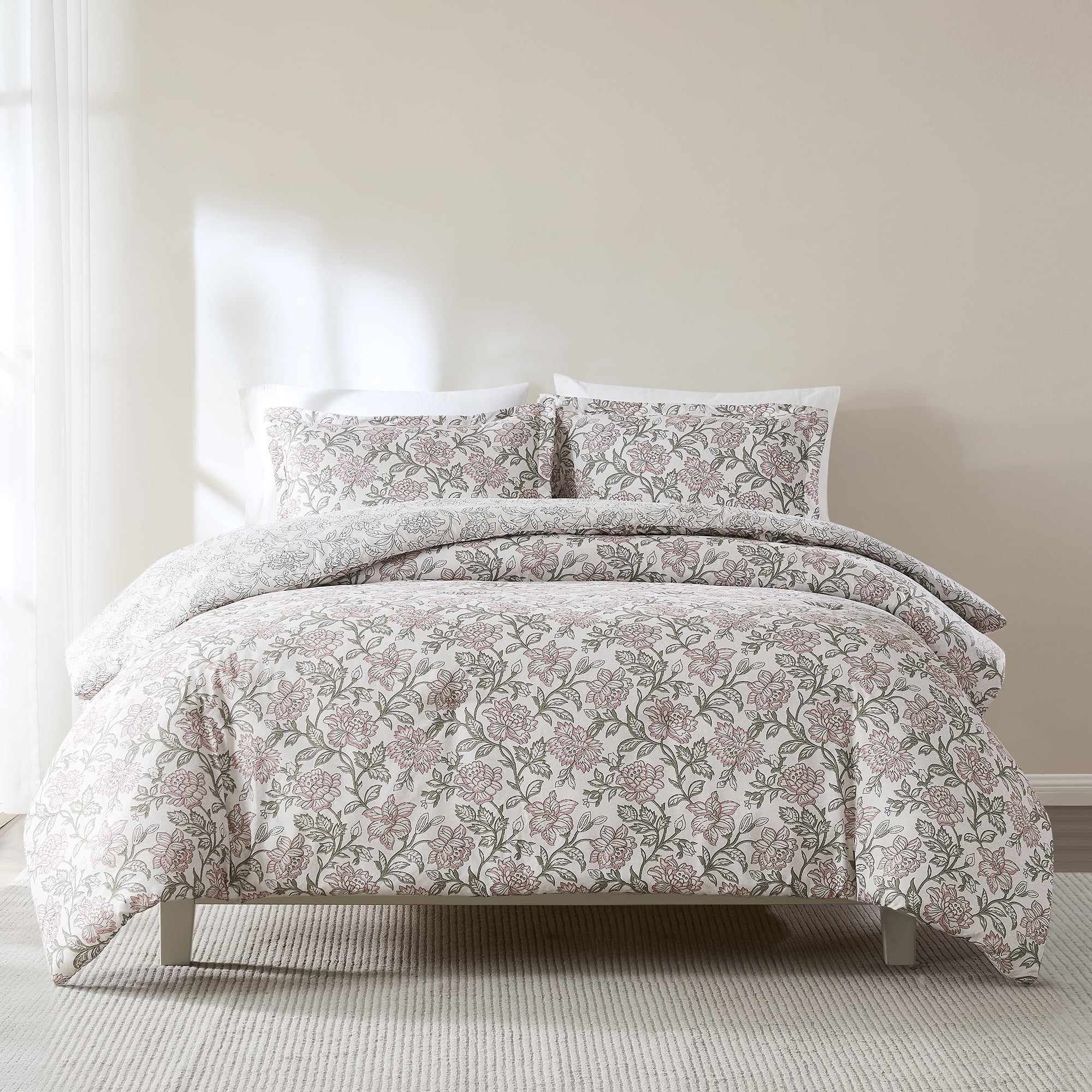 Lush Decor Zara Floral Block Reversible Comforter 3 Piece Set Full ...