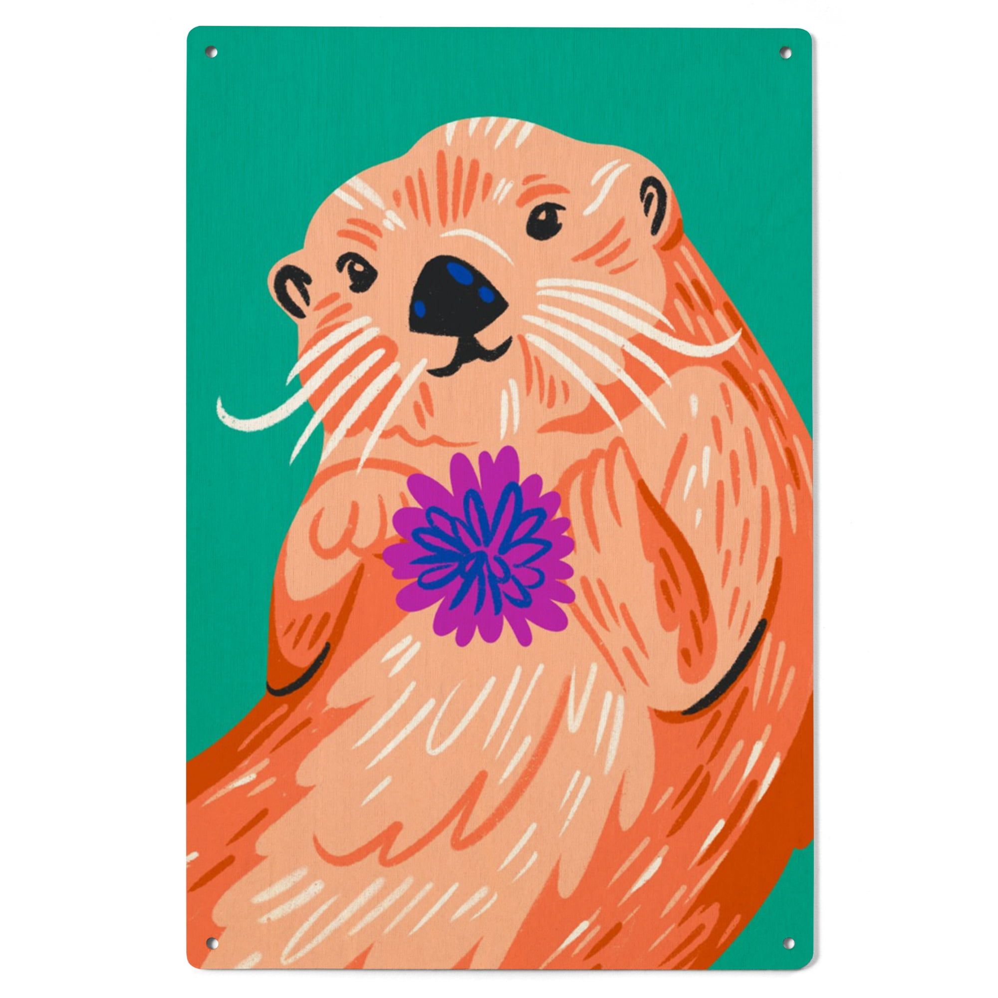Lush Environment Collection, Sea Otter Portrait Birch Wood Wall Sign ...
