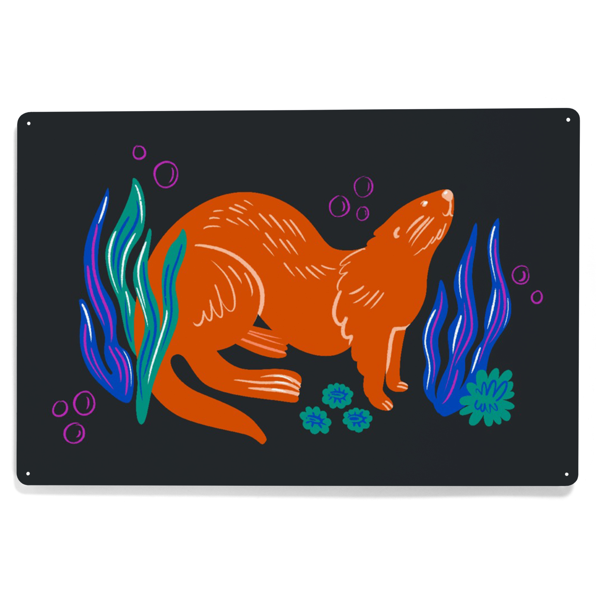 Lush Environment Collection, Sea Otter Underwater (12x18 Aluminum Art ...