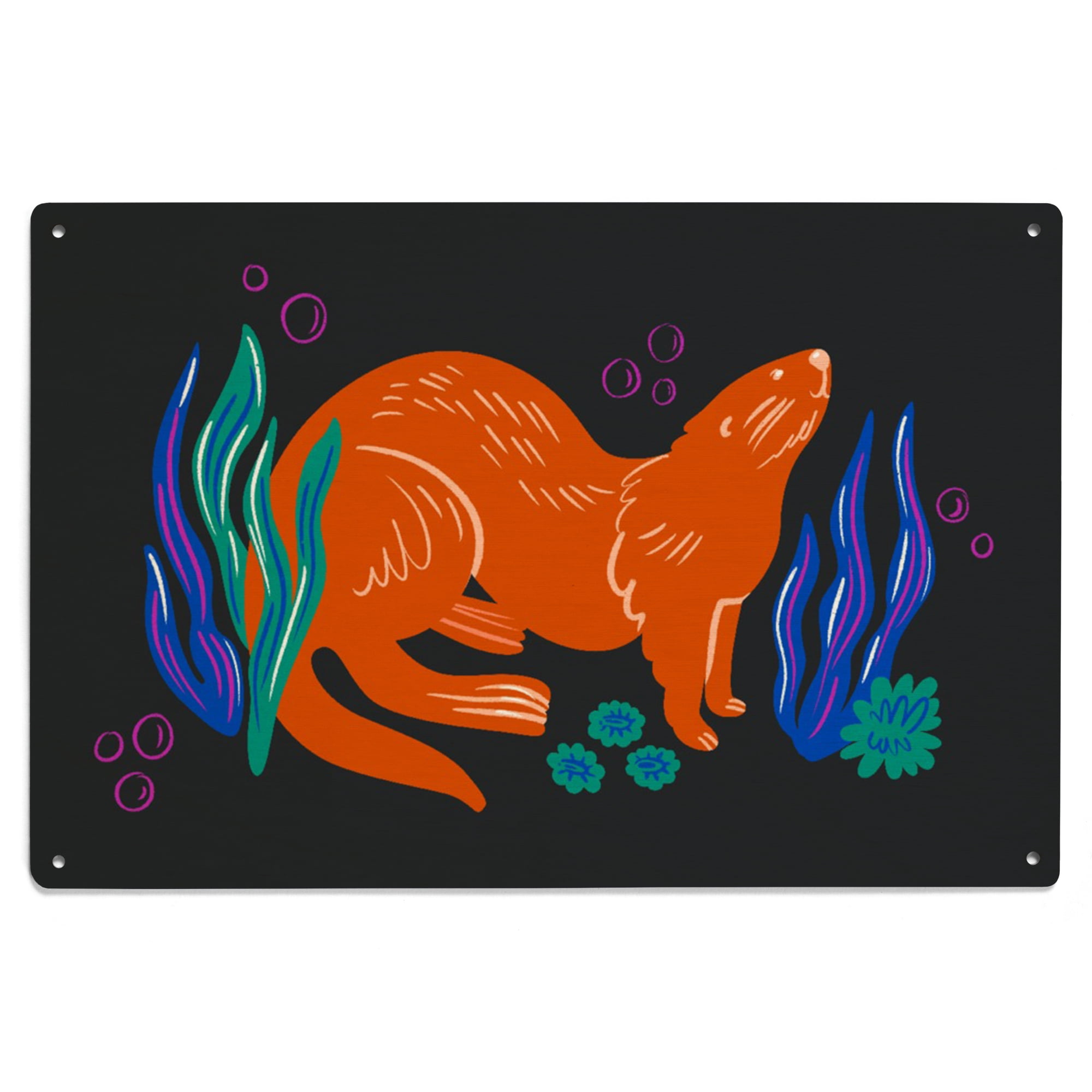 Lush Environment Collection, Sea Otter Underwater Birch Wood Wall Sign ...
