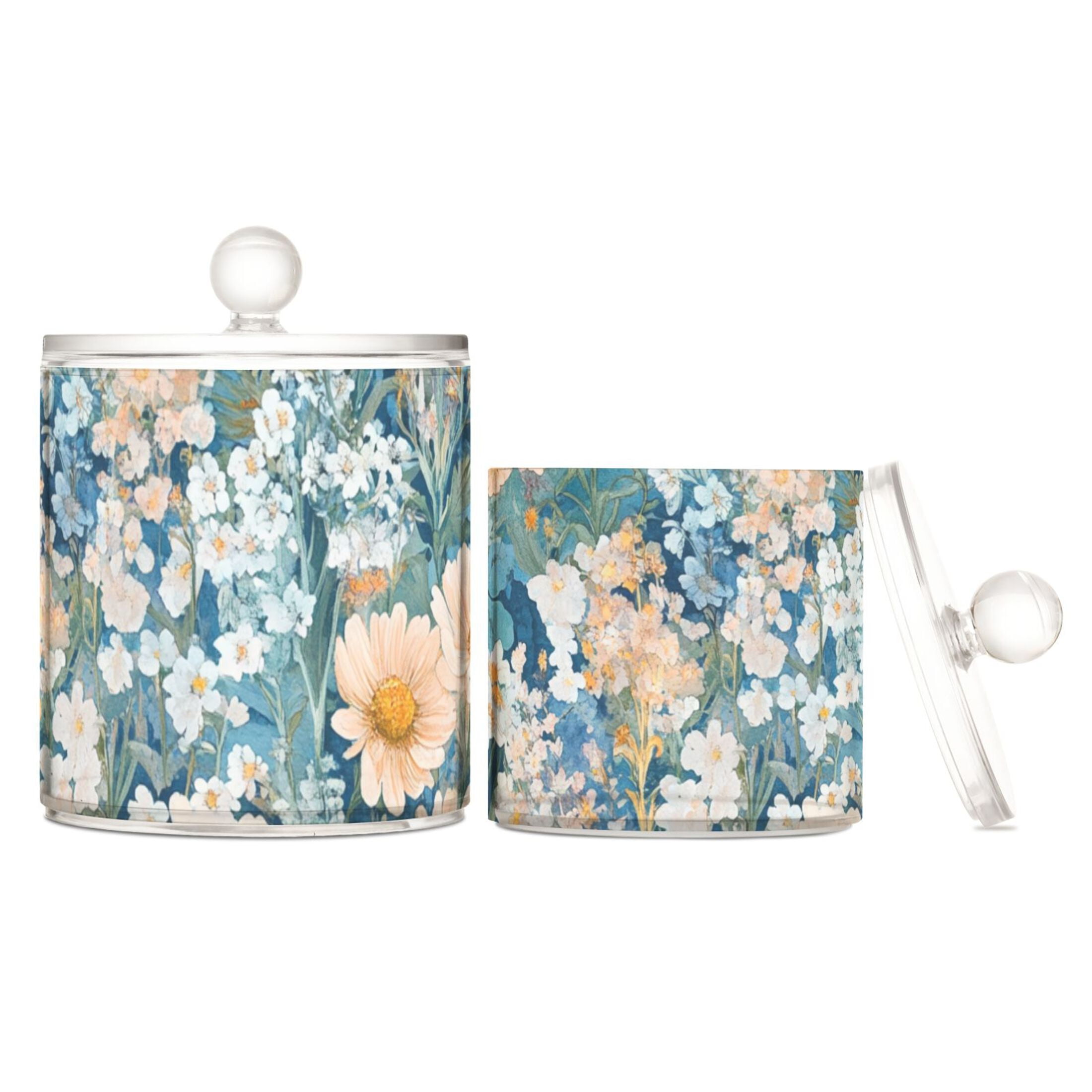 Lush Flowers Leaves Translucent Plastic Cans Storage Canisters with Lid ...