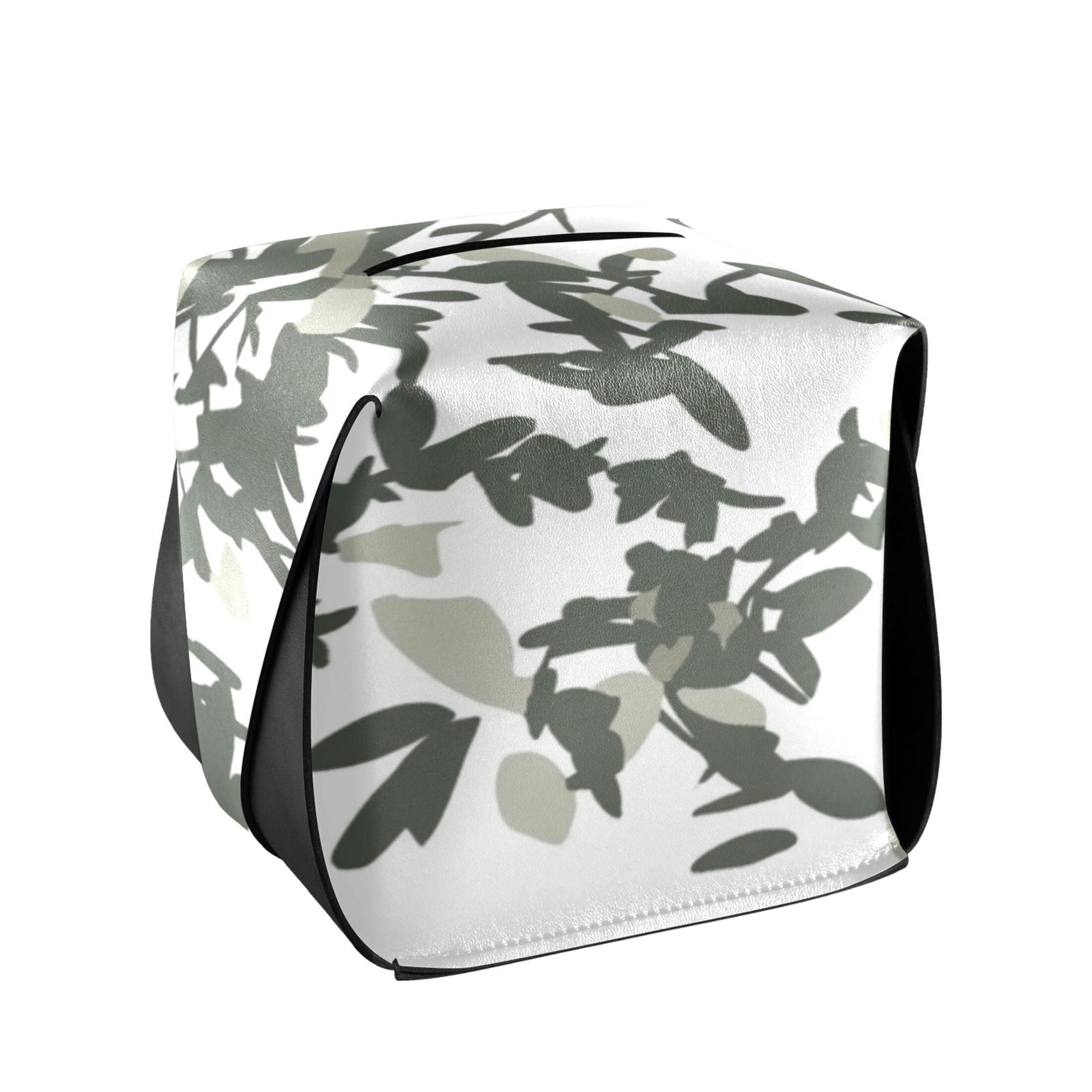 Lush Foliage Pattern 5.7in Leather Tissue Box Cover Square PVC Handmade ...