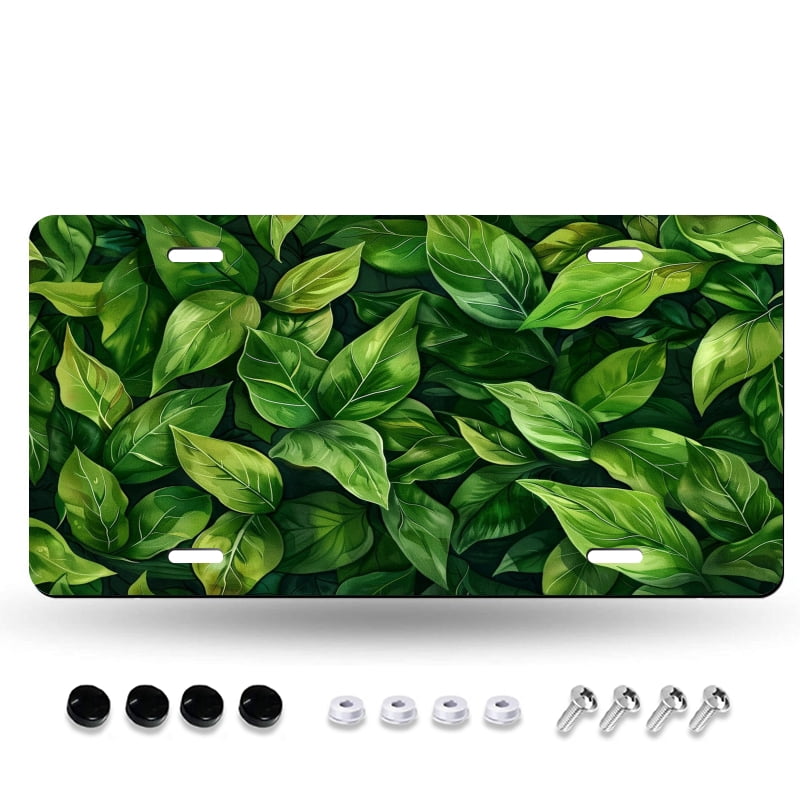 Lush Green Leaves Symbolizing Growth and Vitality License Plate Frame ...