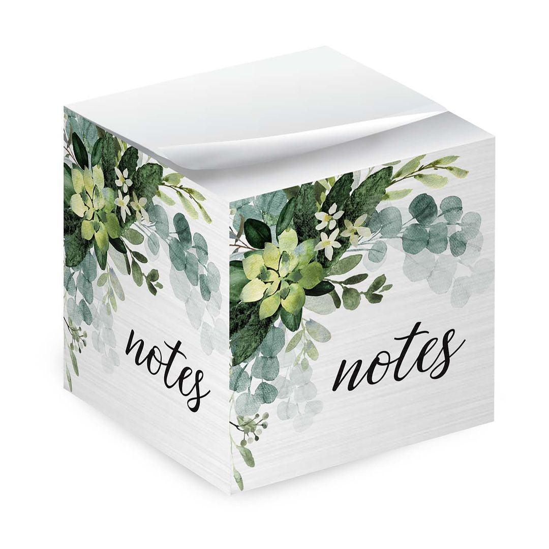 Lush Greenery Sticky Note Cube / 600 Sheets / 2.75" Memo Block Printed ...