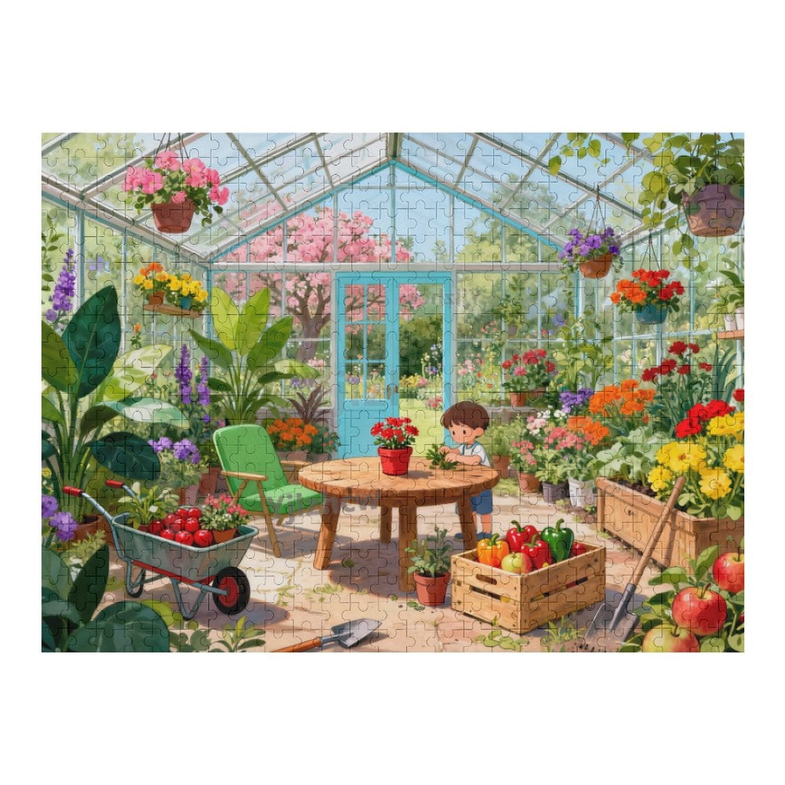 Lush Greenhouse Garden Scene Wooden Jigsaw Puzzle 500 Pieces for Adults ...