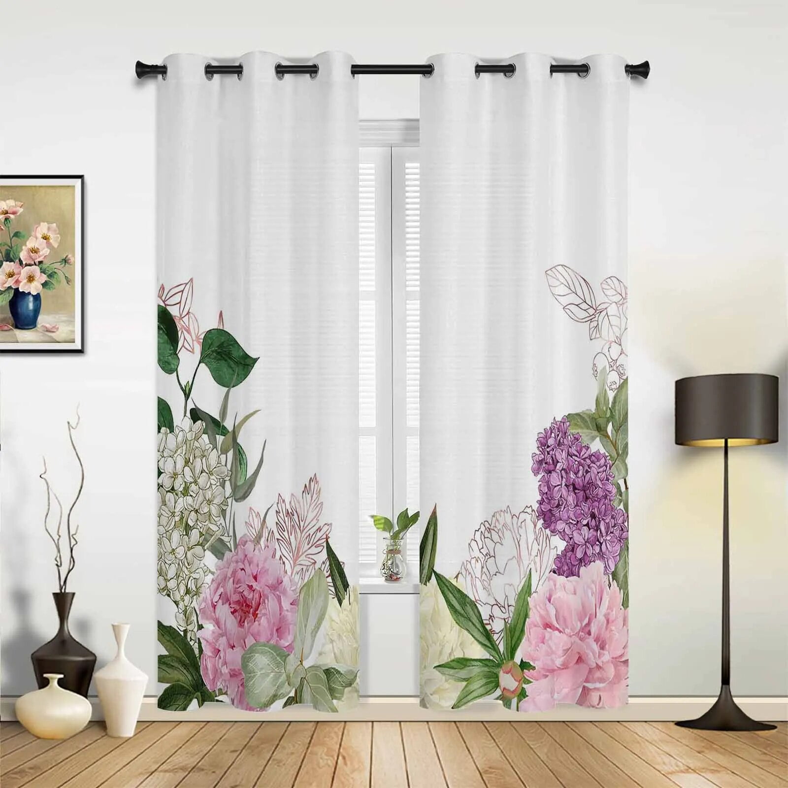 Lush Peony And Rose Gold Floral Fragrance Window Curtains for Bedroom ...