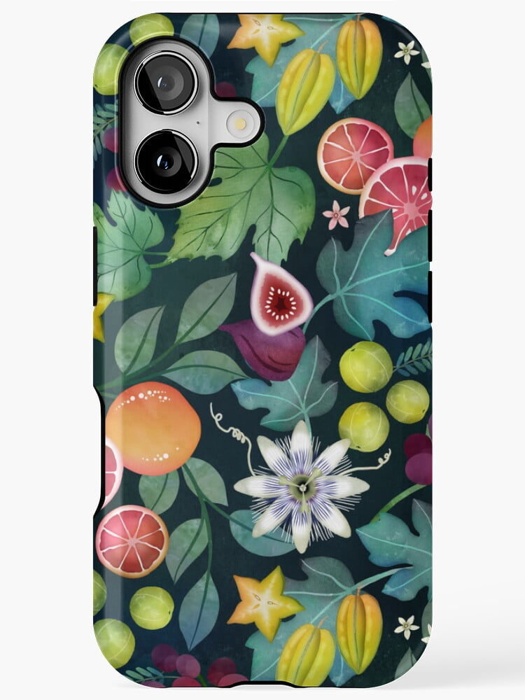 Lush Tropical Fruit and Leaves Exotic Pattern For iPhone 11-17 Pro Max ...