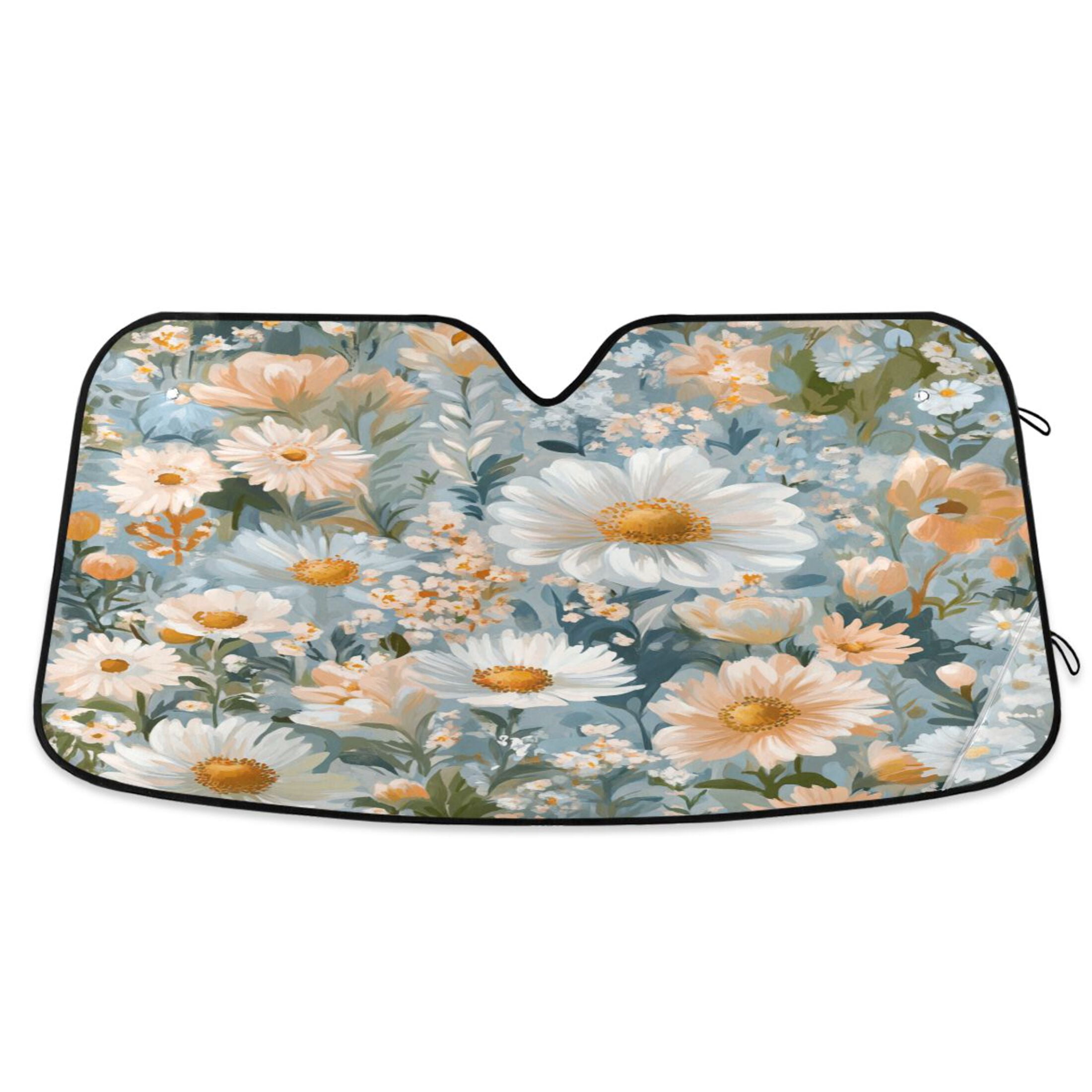 Lush Wildflowers Oil Painting Windshield Sun Shade Automobile Visor ...