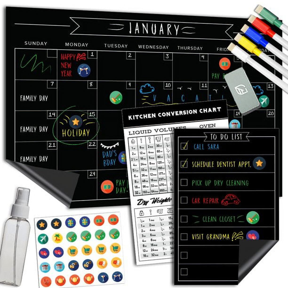 Lushleaf Designs Magnetic Dry Erase Chalkboard Calendar, 11x17 Inches ...