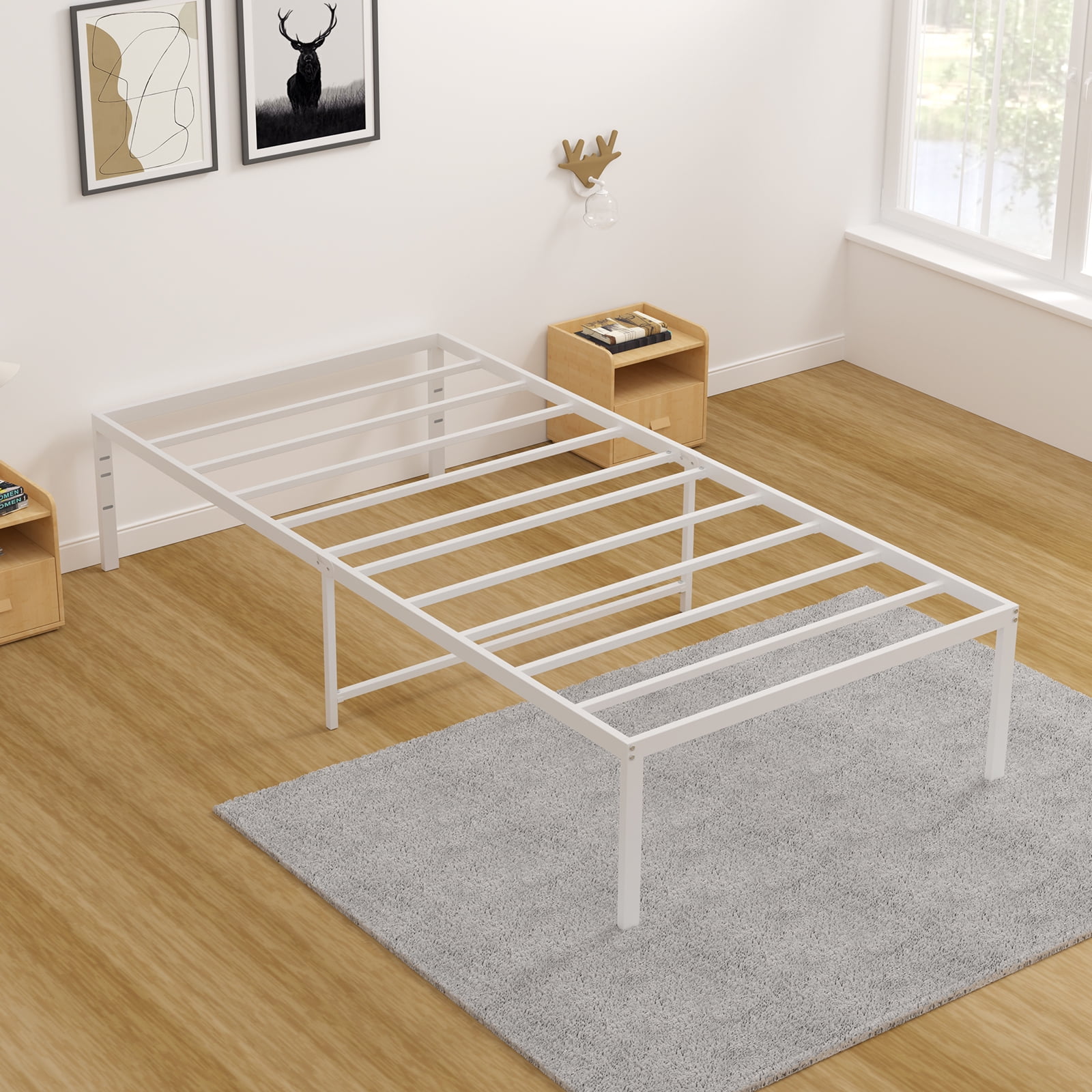 Lusimo Twin XL Bed Frame, 18 Inch, Under Bed Storage, Heavy Duty Metal ...