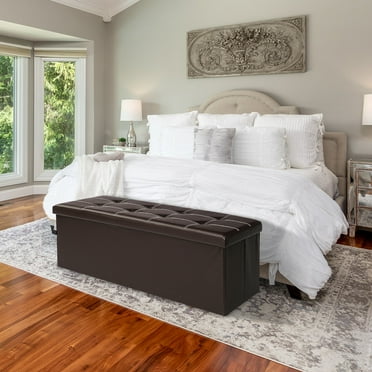 Giantex Ottoman Storage Bench 45'' Faux Leather, 165L Oversized Storage ...