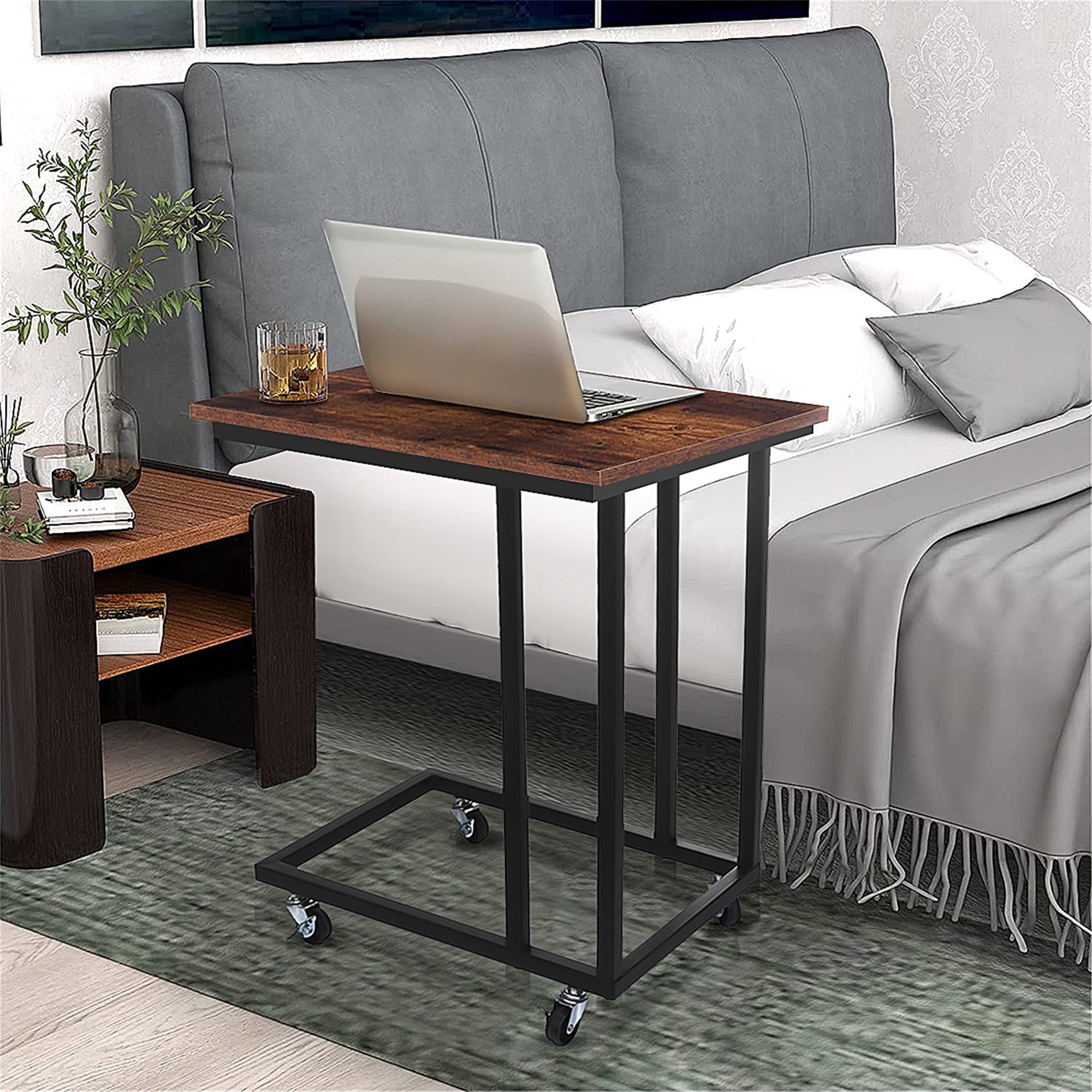 Lusimo C Table Modern Industrial End Table, Brown/Black - Walmart.com