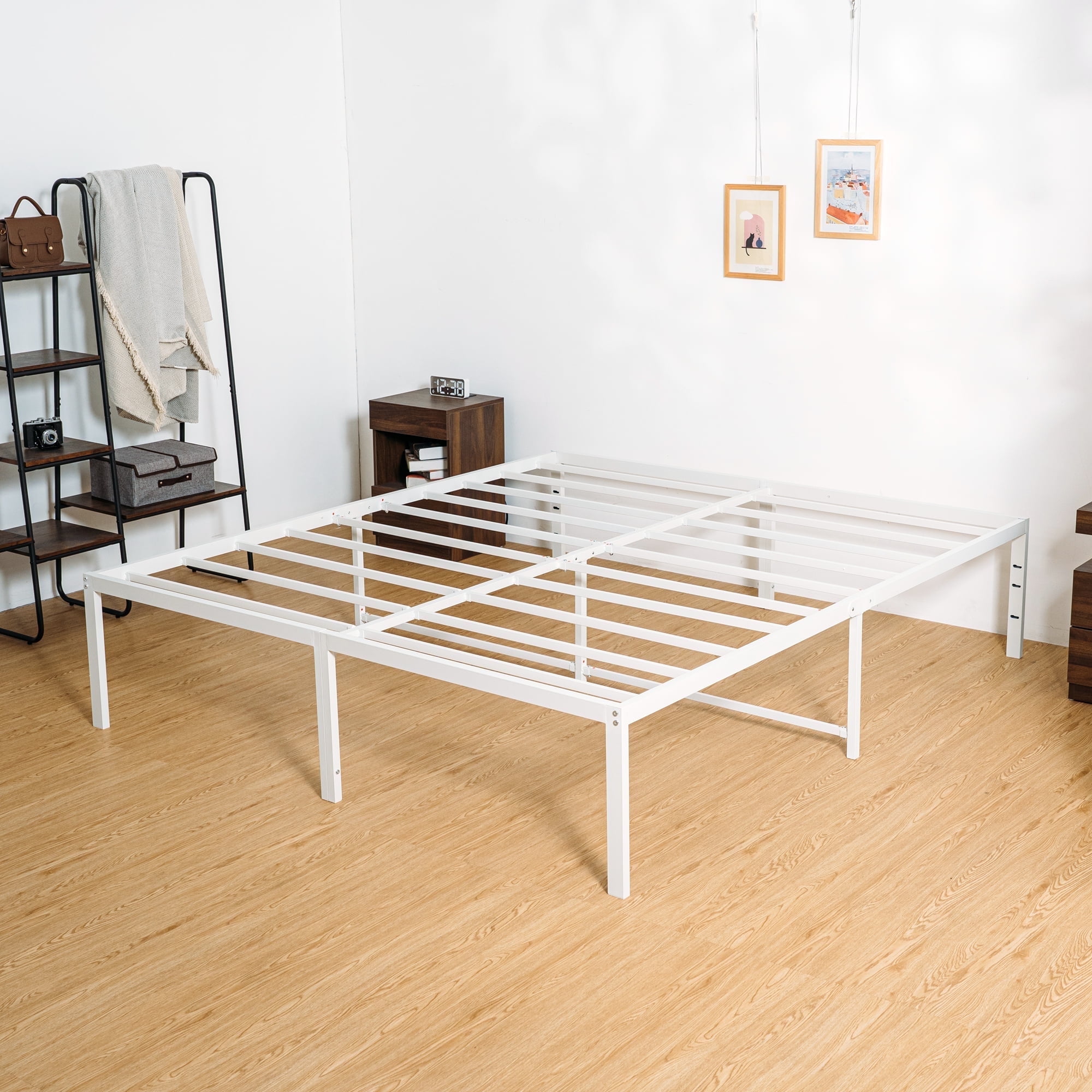 Lusimo Sturdy California King Size Bed Frame, 18 inch Heavy Duty Steel ...