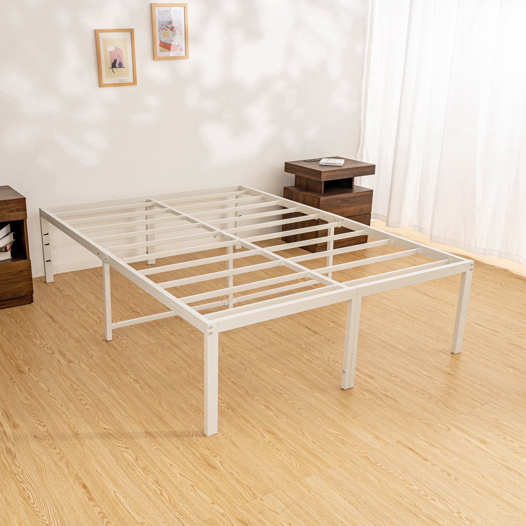 Lusimo Foldable 18 Inch Full Bed Frame, Heavy Duty Metal, Anti-Slip ...