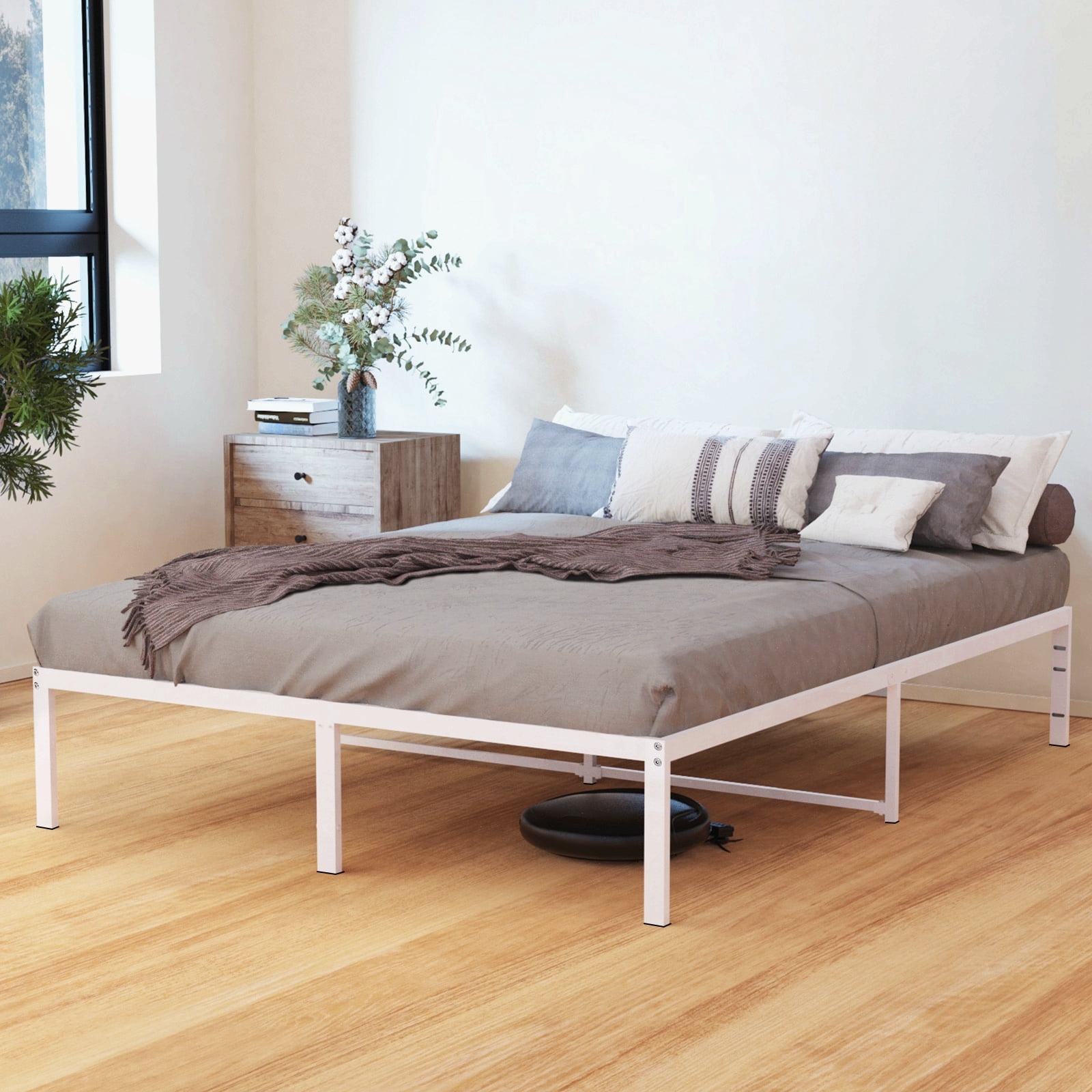 Lusimo Full Metal Bed Frame with Under Bed Storage Space 14 inch Heavy ...