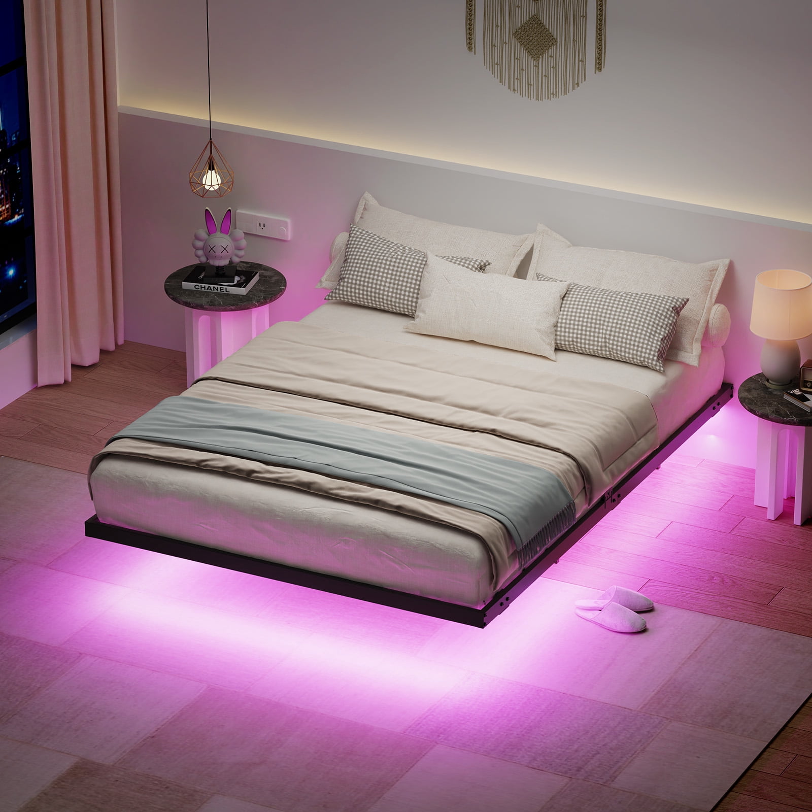 Lusimo Full Size Floating Bed Frame with RGB LED Lights and 10" Under ...