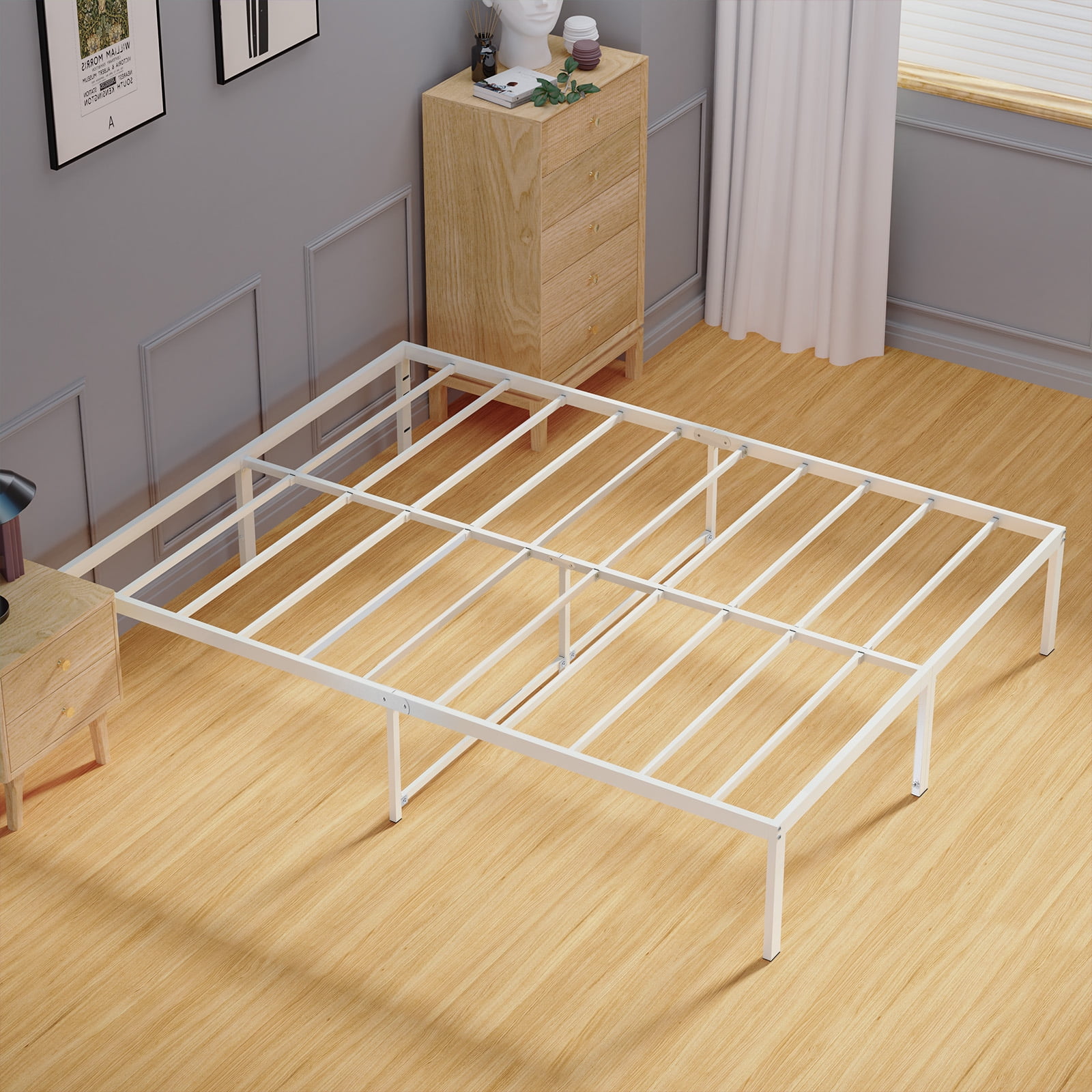 "Lusimo Sturdy King Size Metal Bed Frame, Simple Under-Bed Storage, 14 ...
