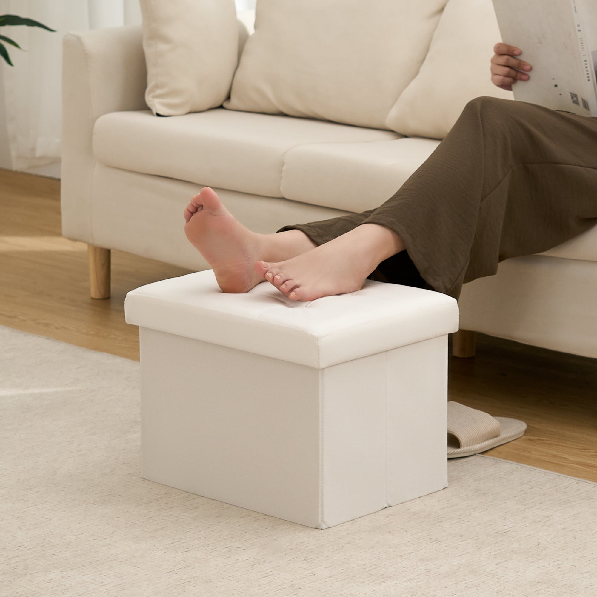 Lusimo Velvet Ottoman Foot Stools with Storage 12 x 16 x 12 Inches ...