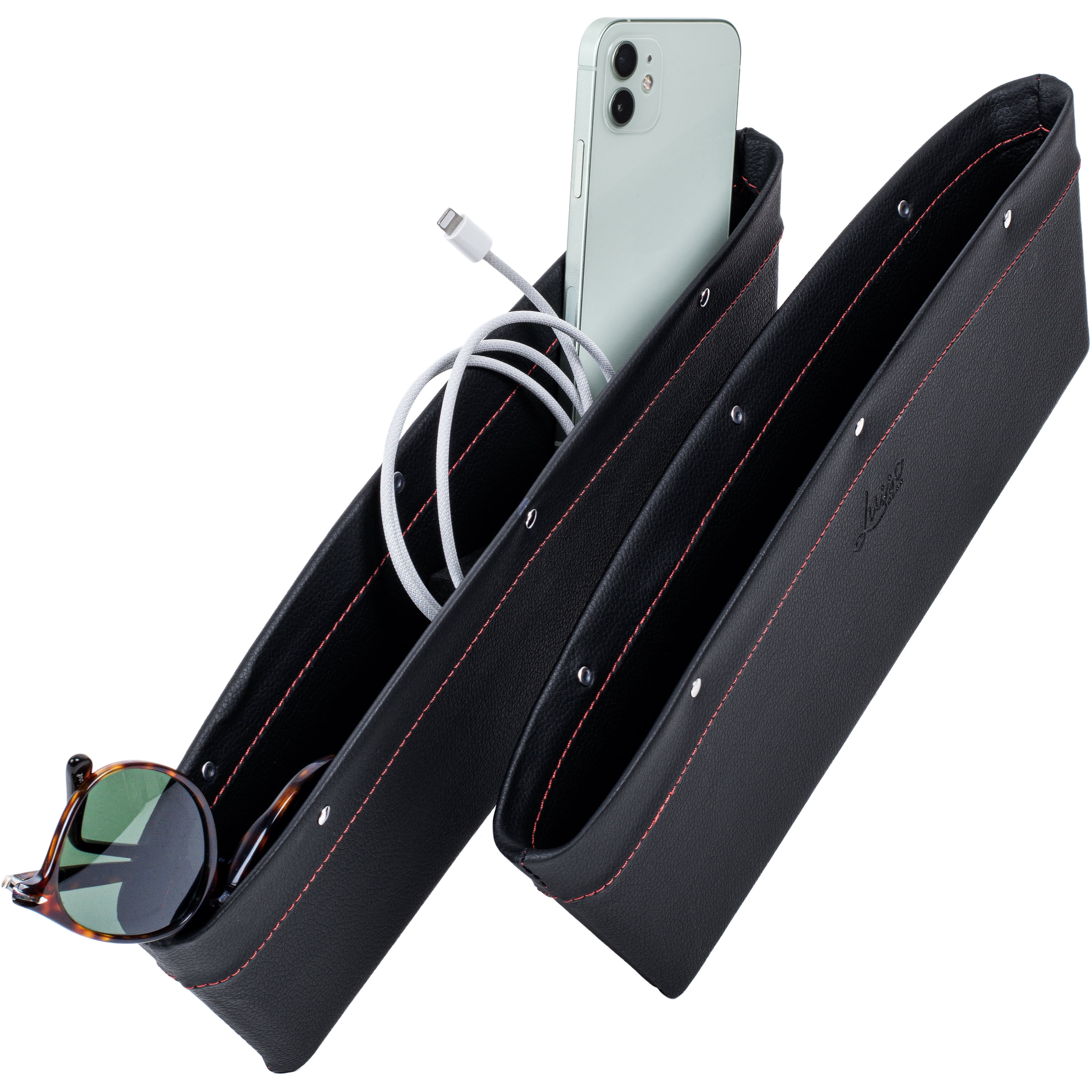 Lusso Gear Car Seat Gap Organizer - Drop Filler, Leather Side Console ...