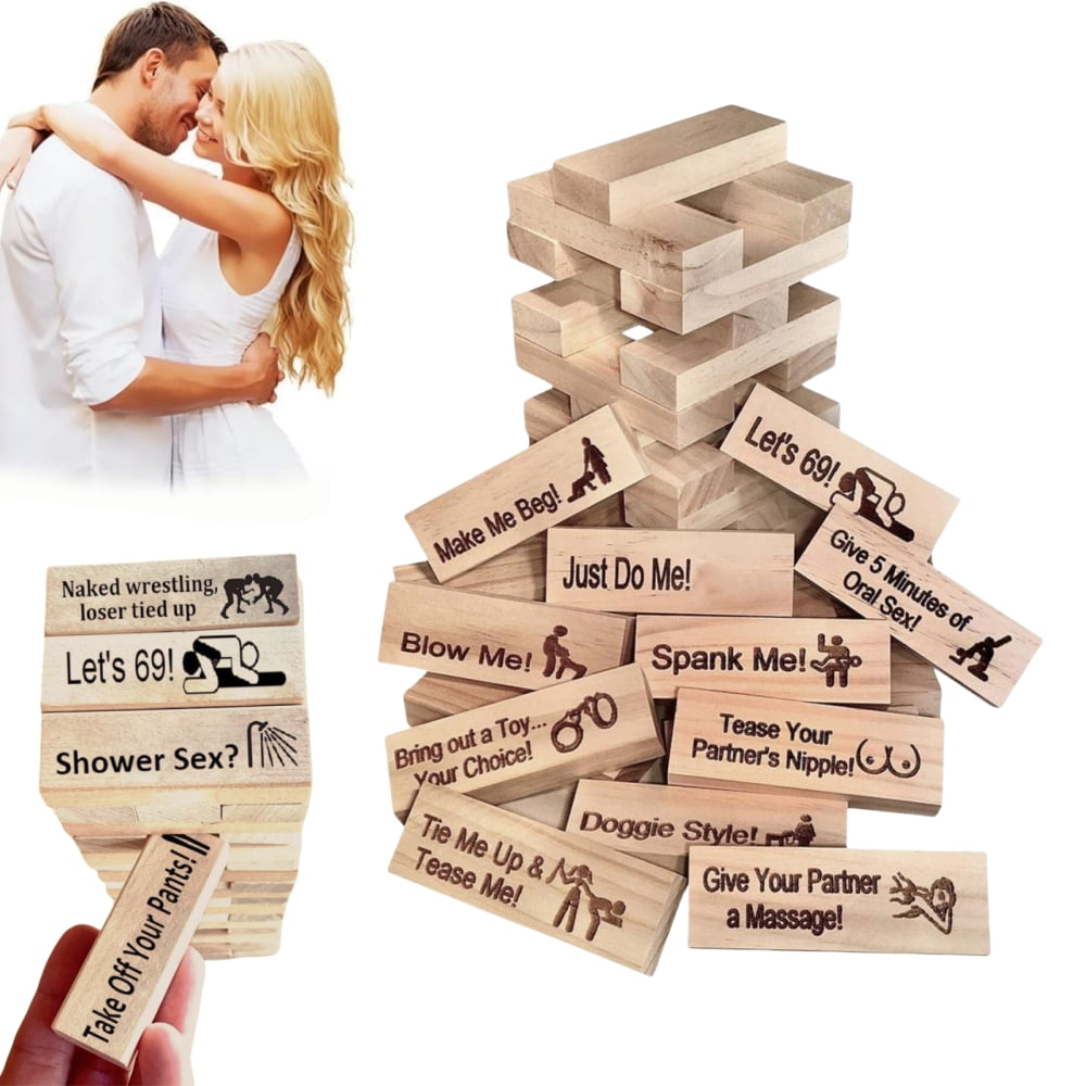 Lust Tower,48Pcs Super Naughty Block Tower Game,Couples Games for Adults,Valentine Tumbling ...