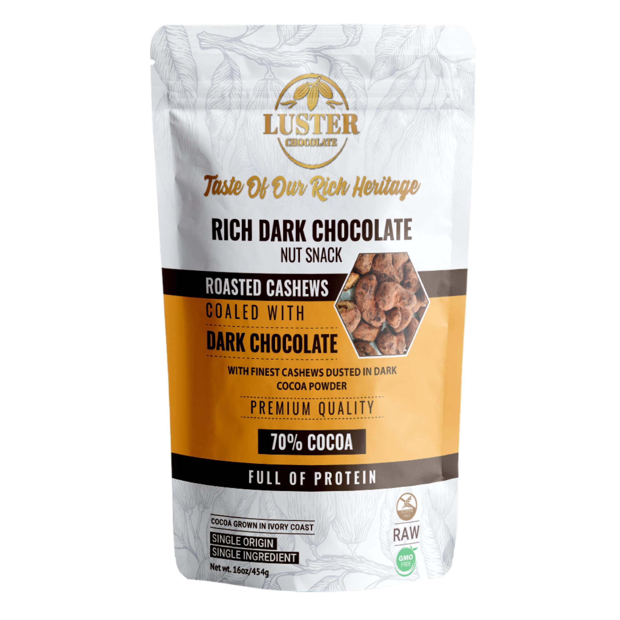 Luster Chocolate Rich Dark MZF22 Chocolate Covered Cashew Nuts Tempting ...