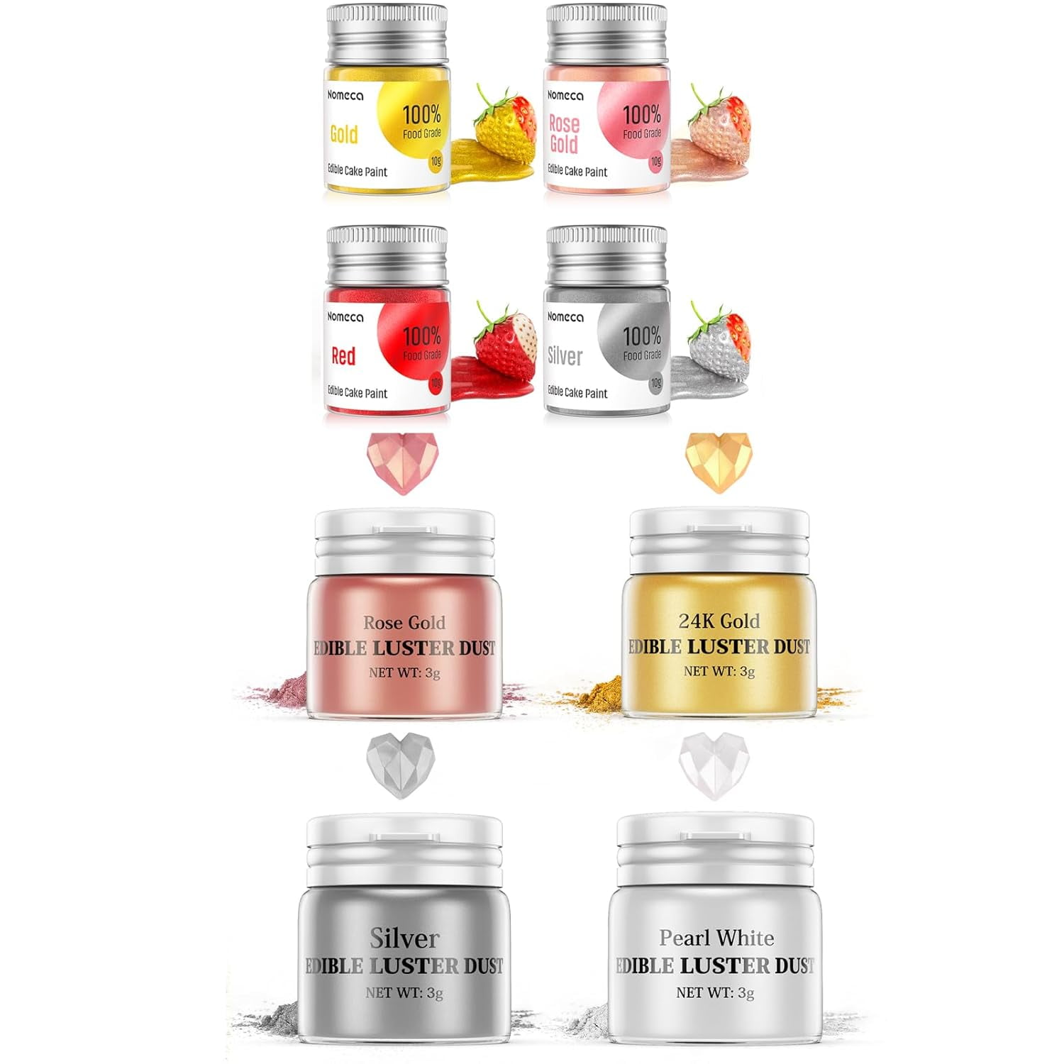 Luster Dust Edible Set - 4 Colors Food Grade Shimmer and Edible Gold ...