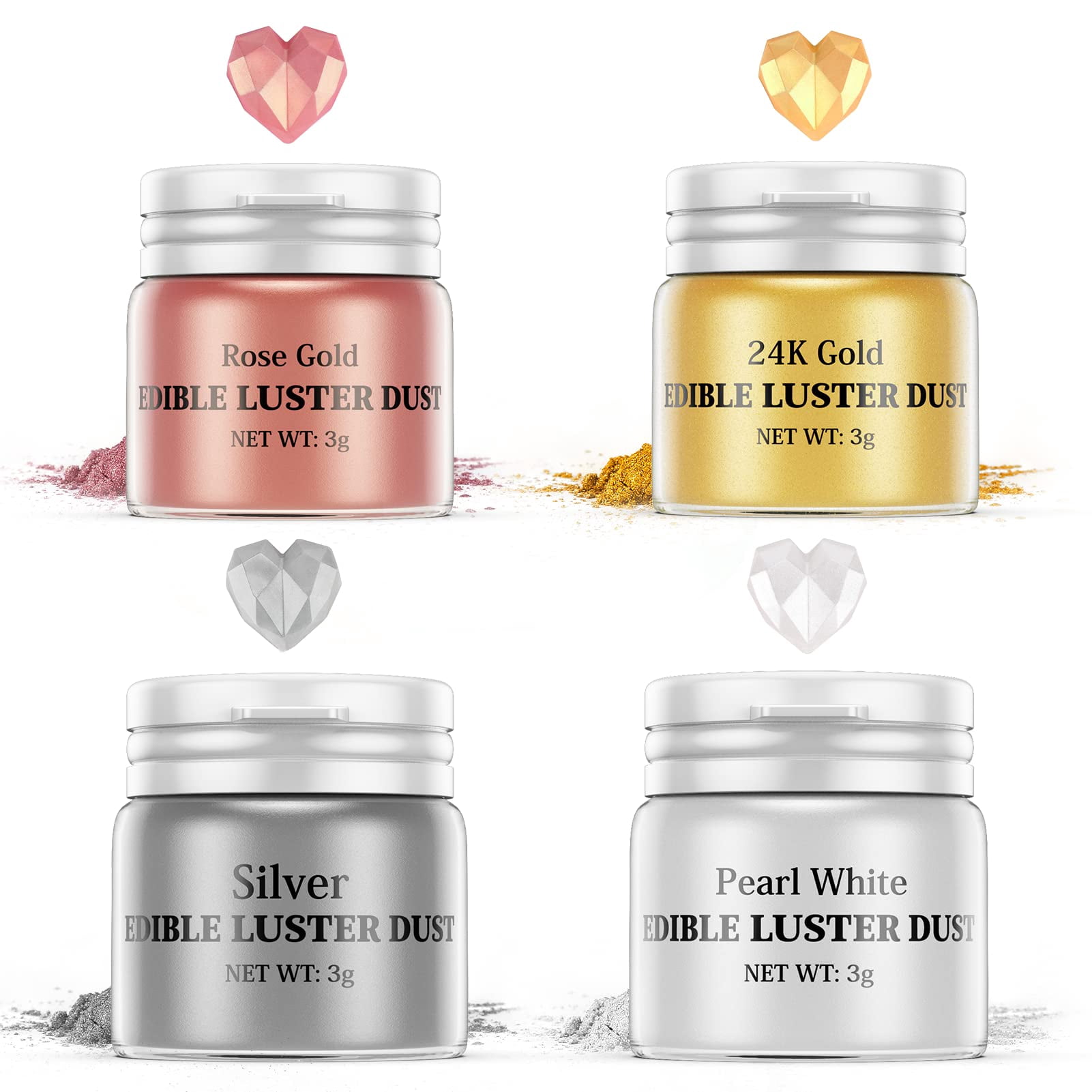 Luster Dust Edible Set - 4 SMRColors Food Grade Nomeca Cake Dust ...
