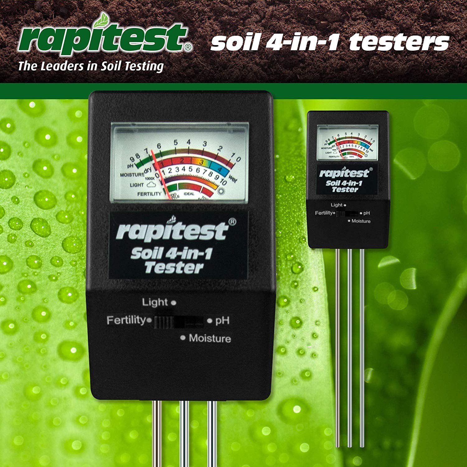 Luster Leaf 1818 Rapitest 4-in-1 Soil Tester for pH, Moisture ...