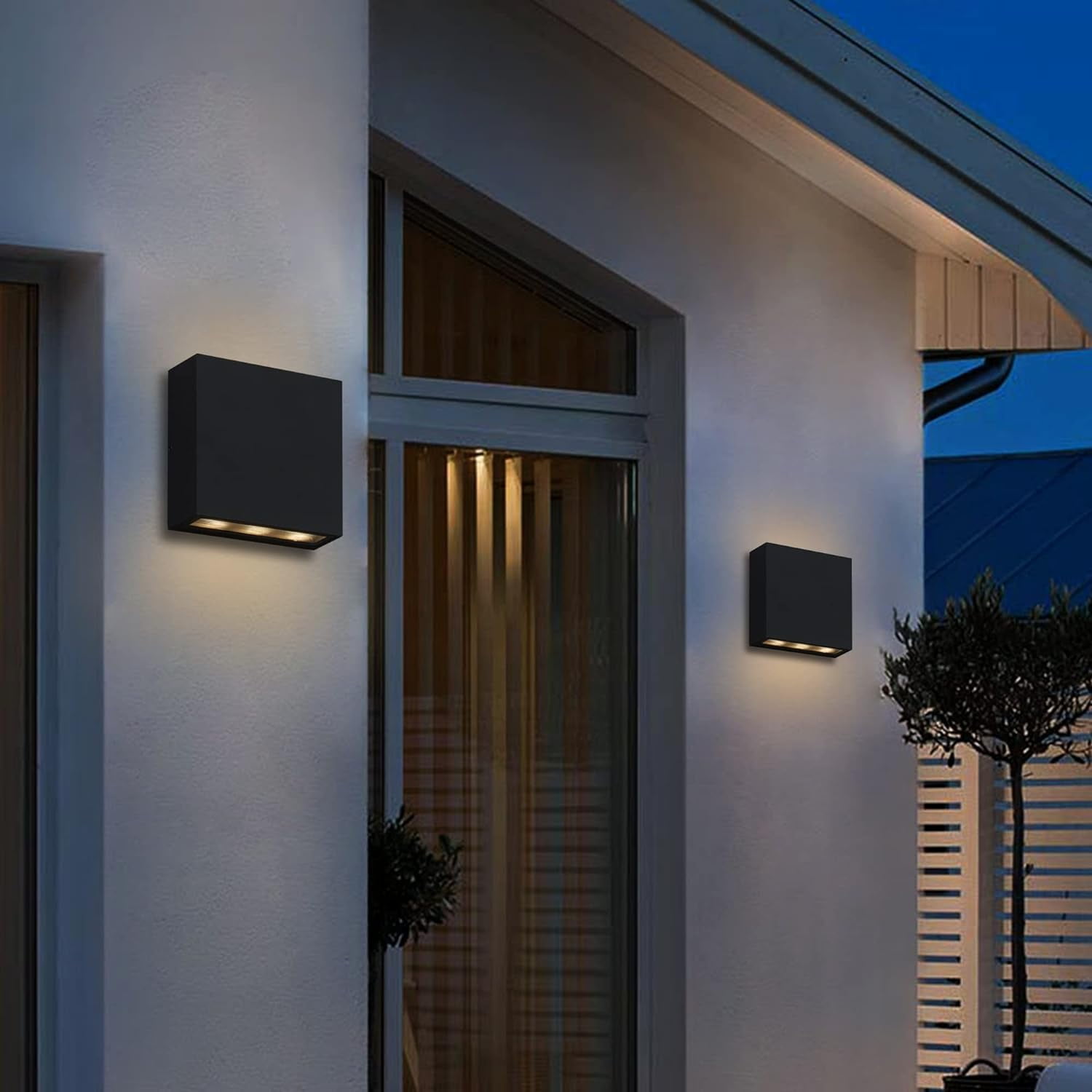 Lustrlach 2-Pack Up Down LED Outdoor Wall Sconce Lights Exterior Light ...