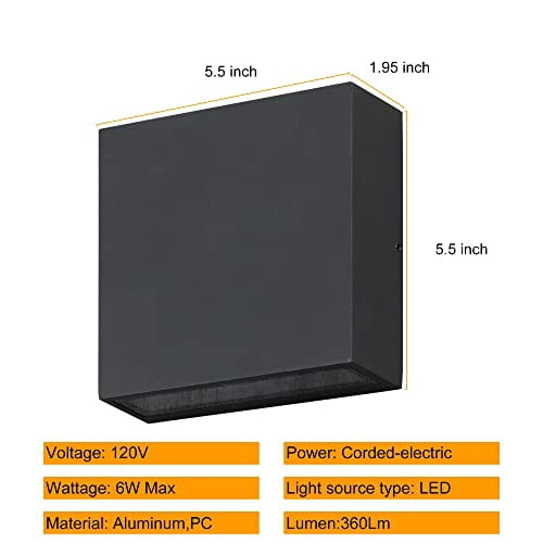 Lustrlach Up Down LED Outdoor Wall Sconce Lights Exterior Light Fixture ...