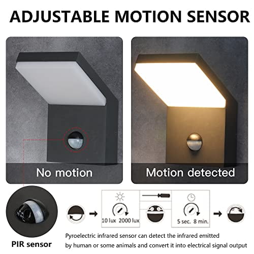 Lustrlach Motion Sensor Porch Light Outdoor Exterior Light Fixture for ...