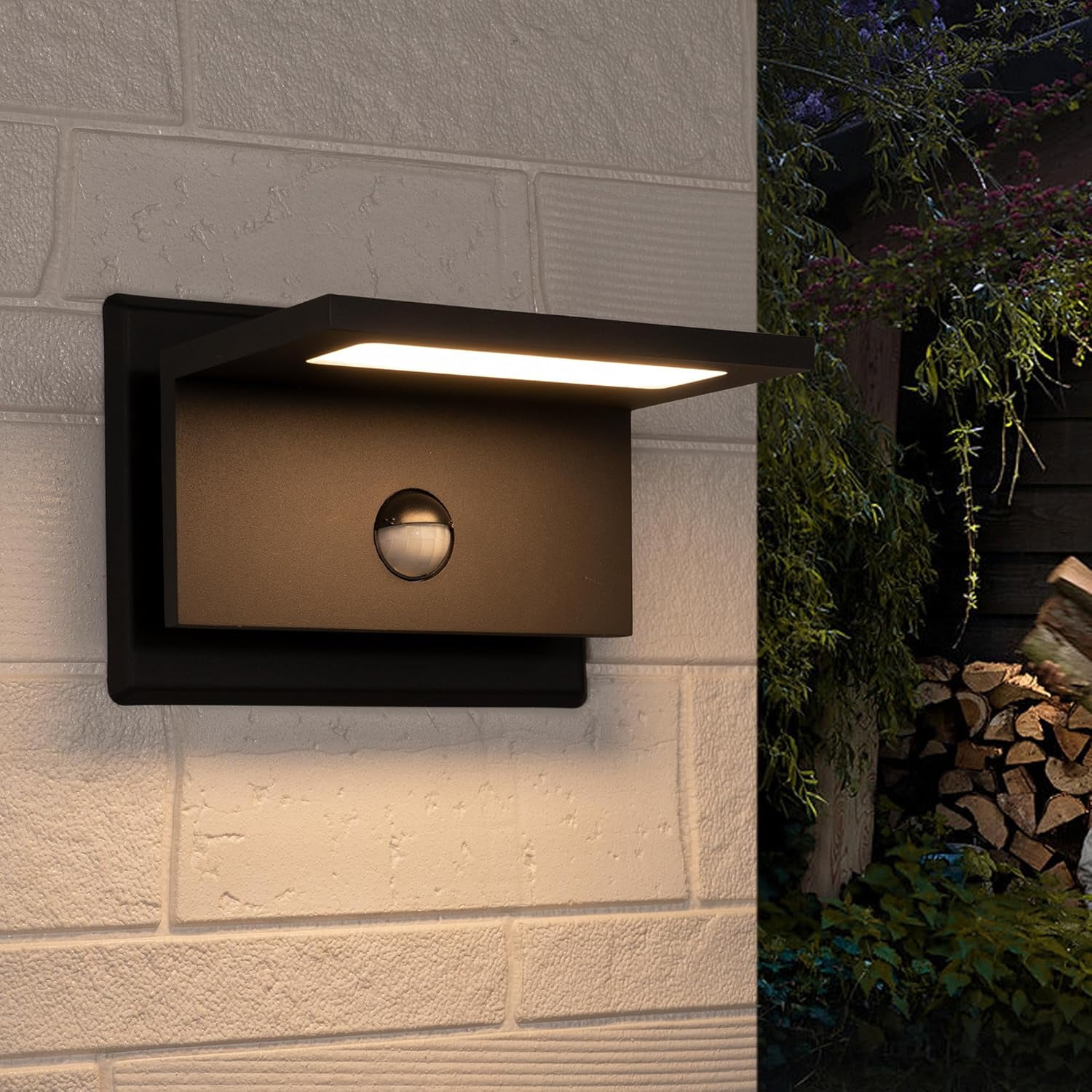 Lustrlach Outdoor Wall Light Black LED Exterior Motion Sensor Light ...