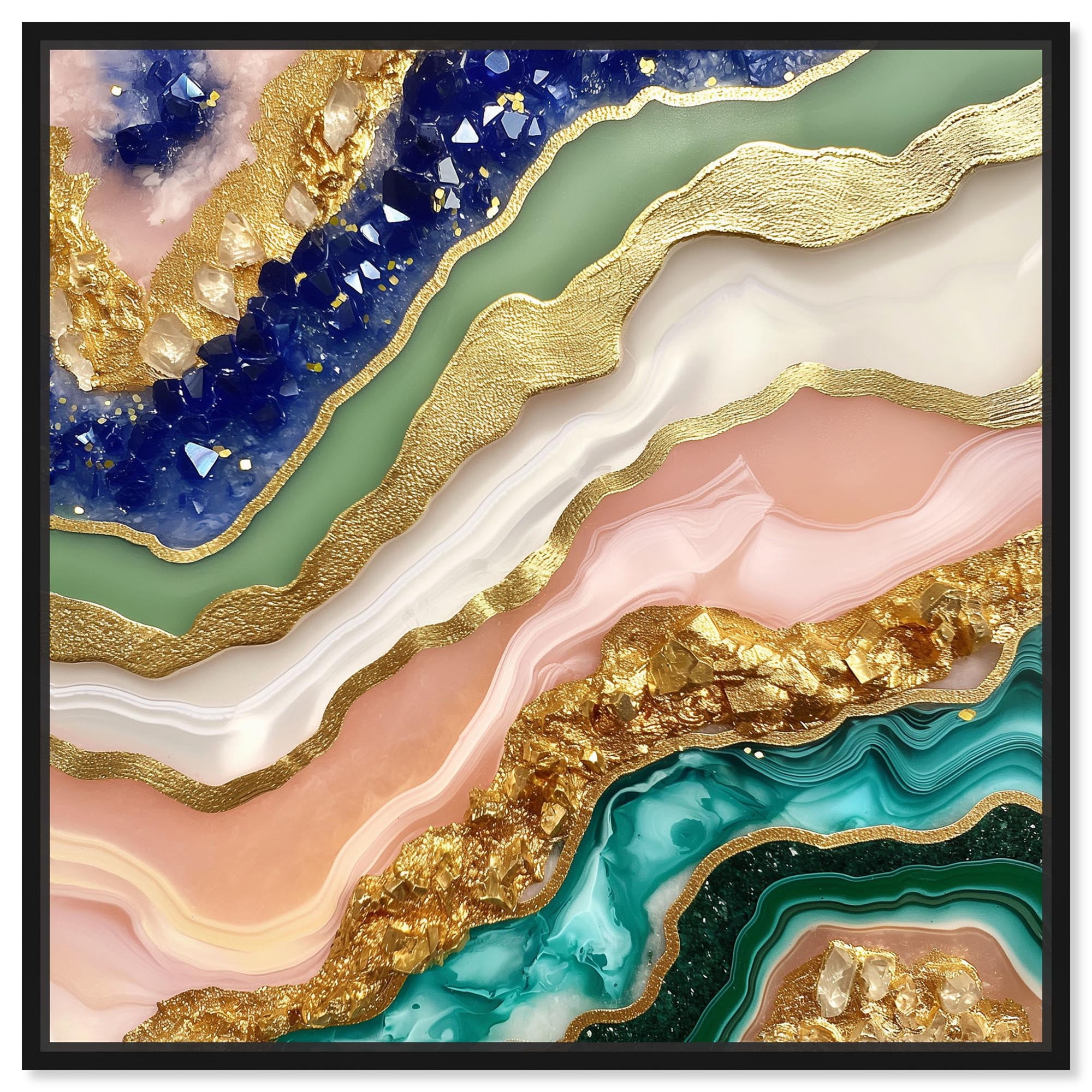 Lustrous Elements Canvas Geode Abstract Art by Art Remedy, Black Frame ...