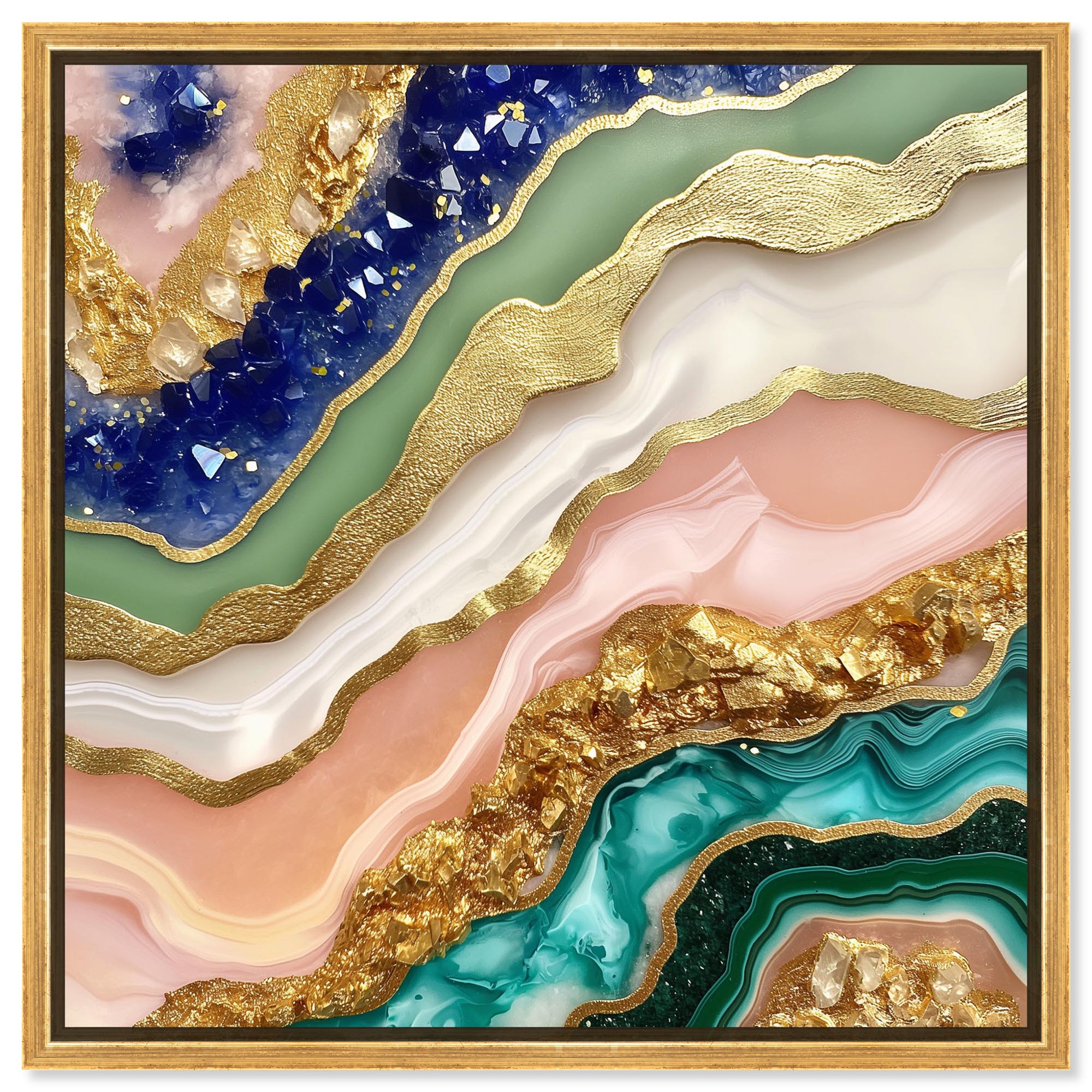 Lustrous Elements Canvas Geode Abstract Art by Art Remedy, Gold Frame ...