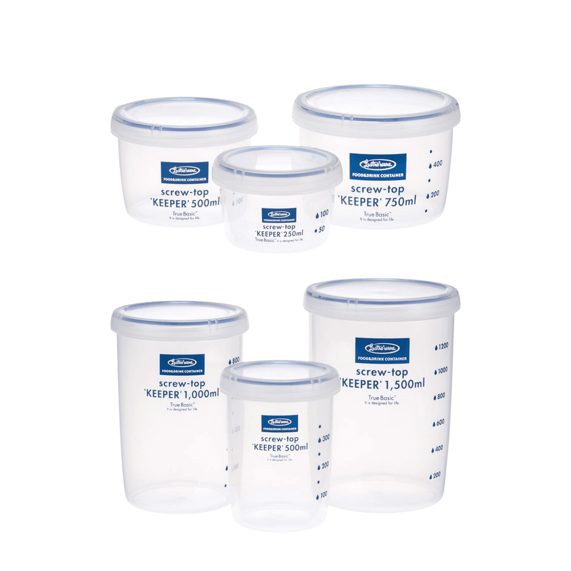 Lustroware 6-Pieces Airtight Nestable Food Container Set with Lid, Kitchen Reusable Meal Prep ...