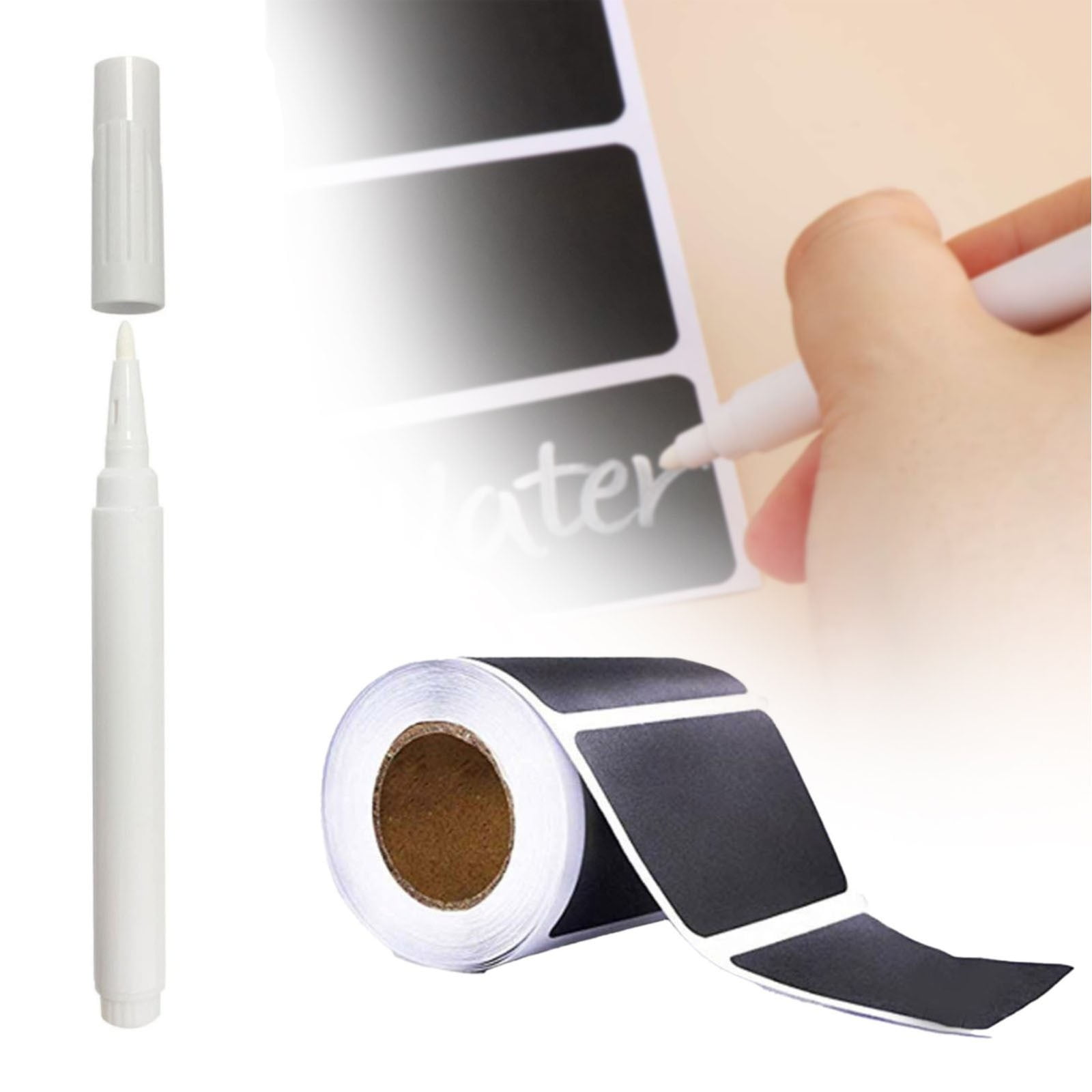 Lusxy 120 Chalkboard Labels Sticke, Labels for Storage Bins,Removable Black Stickers with Chalk ...