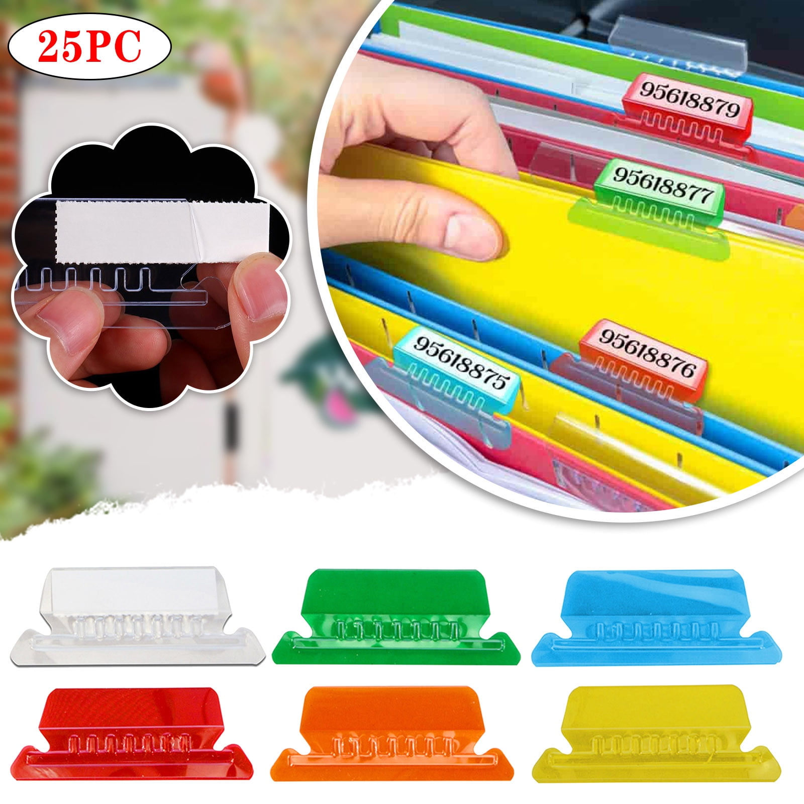 Lusxy 25 Pcs Hanging File Folders Tabs, File Folder Tabs and Inserts ...