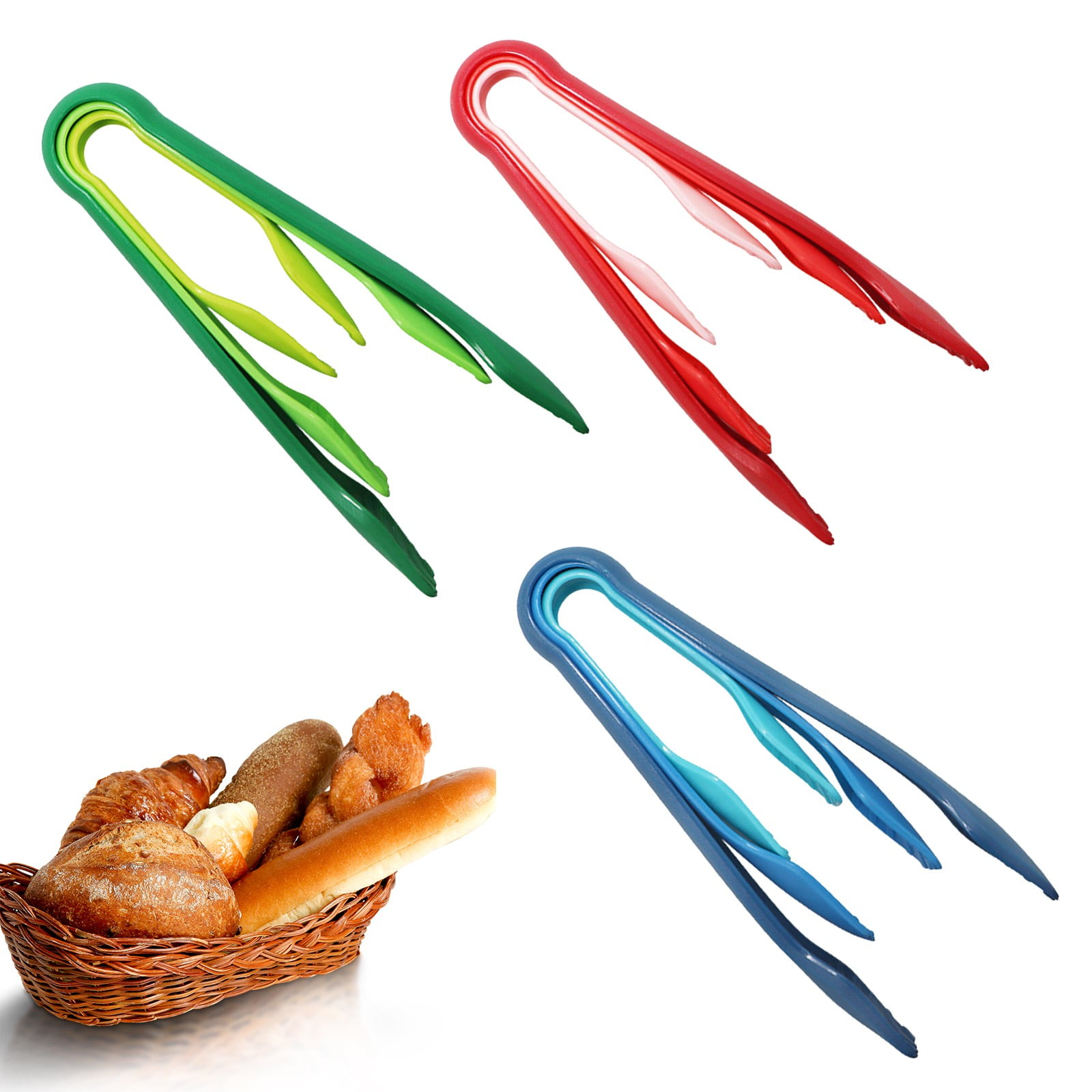 Lusxy 3Pcs Toaster Tongs, Bread Clip, Anti Slip Food Clamps Heat ...