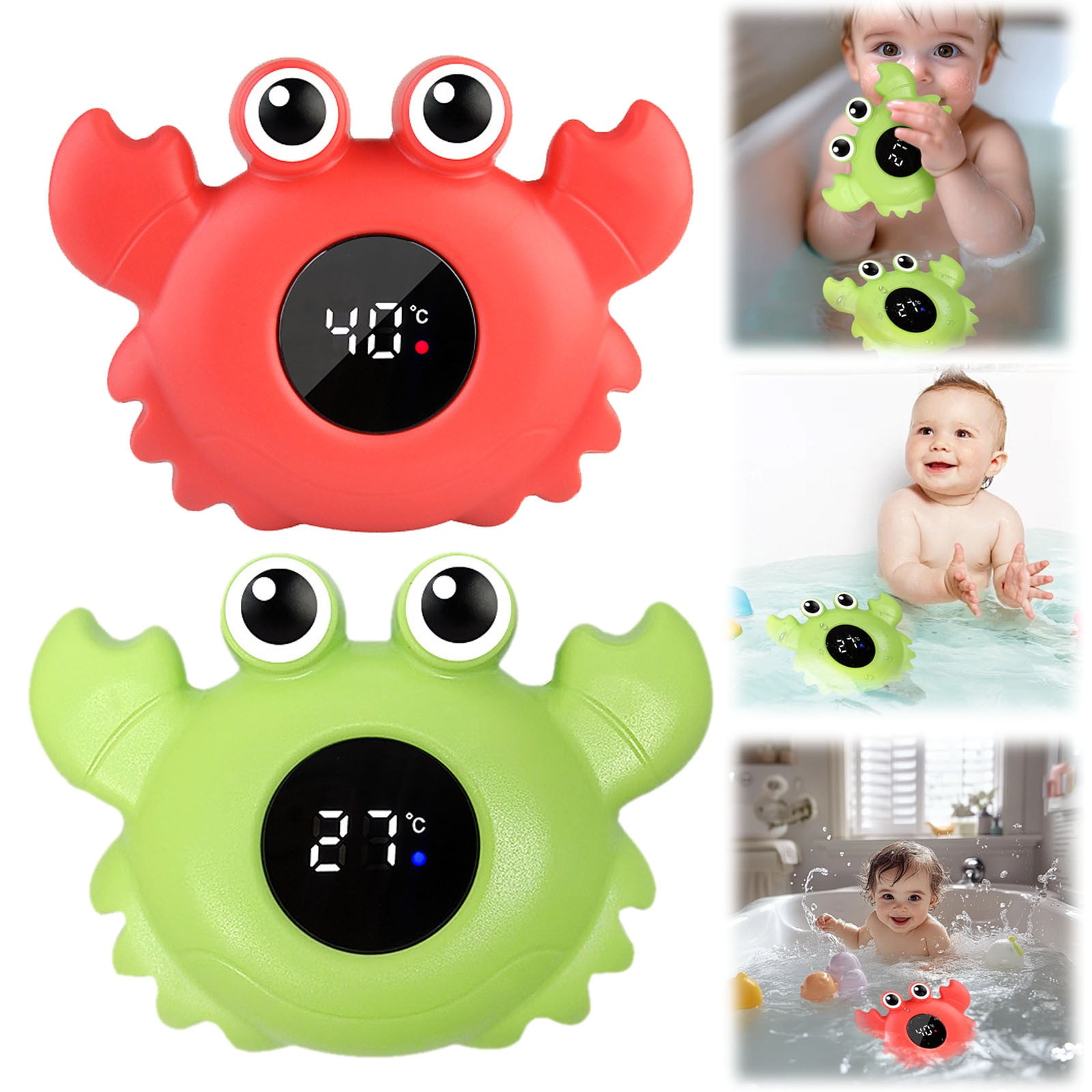Lusxy Baby Bath Thermometer with Led Display, Floating Crab Toy, 2-In-1 ...