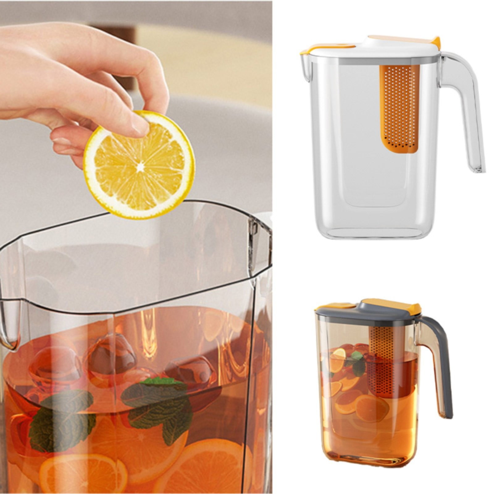 Lusxy Clear Plastic Pitcher with Lid, BPA Free Plastic Pitcher with ...