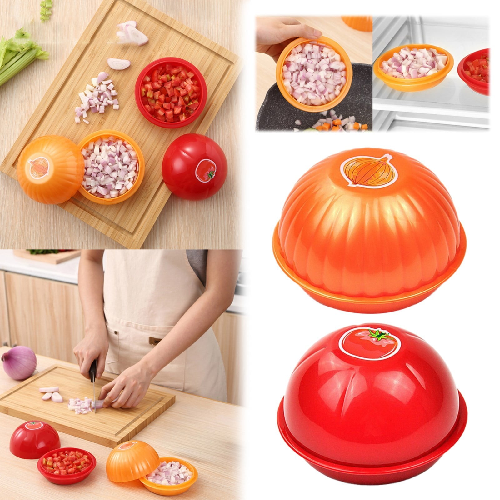 Lusxy Onion Saver, Fruit and Vegetable Shaped Food Saver Storage ...