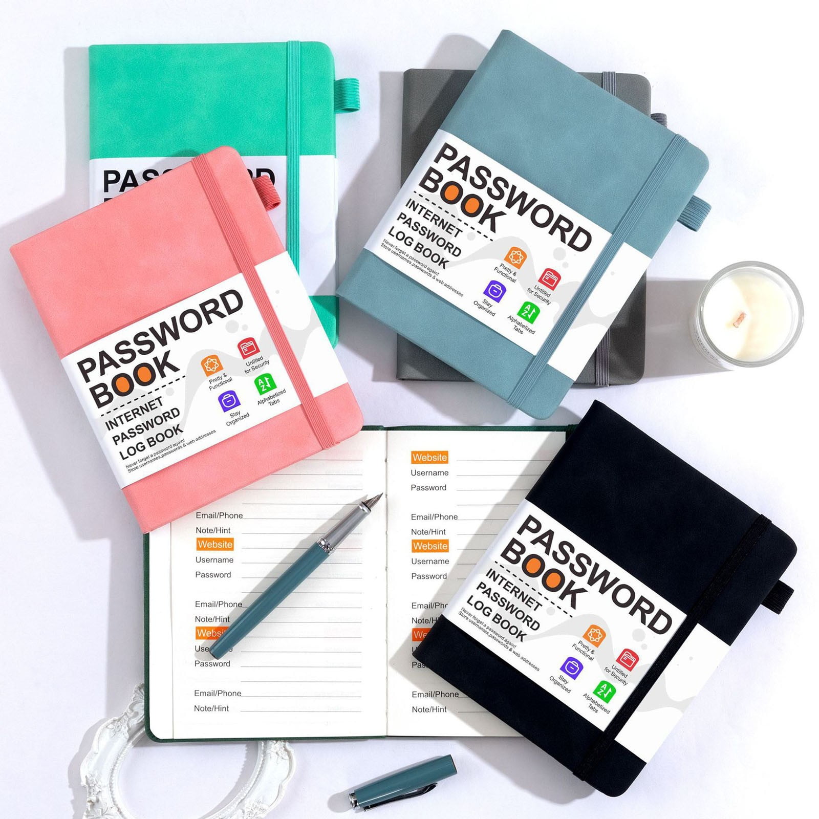 Lusxy Password Notebook Password Book with Alphabetical Tabs Password ...